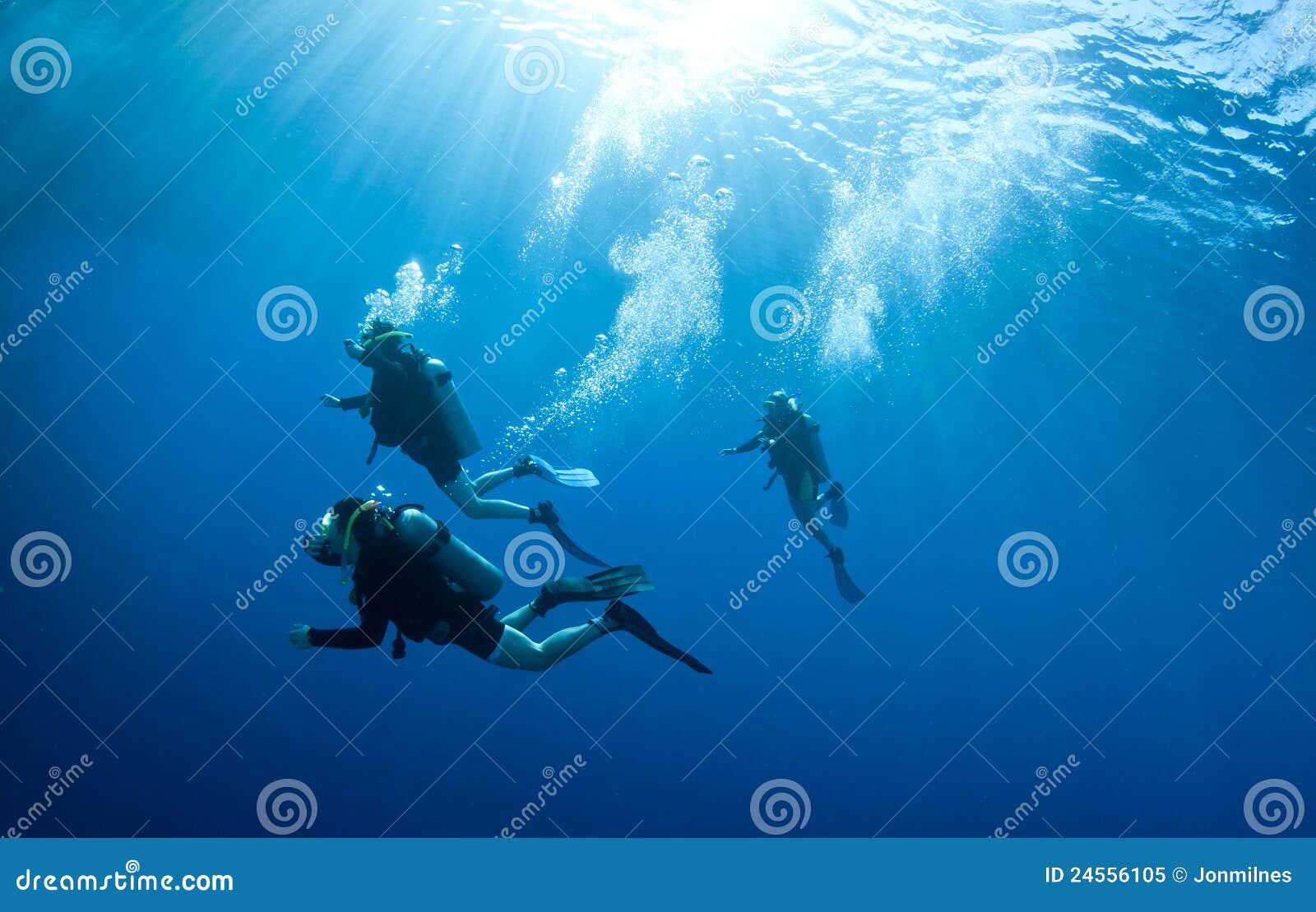 Scuba Divers Accend from a Dive Stock Image - Image of mask, blue: 24556105