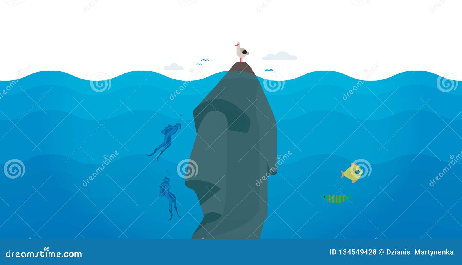 Scuba Divers Explore Ancient Civilizations of the Ocean, Isolated ...