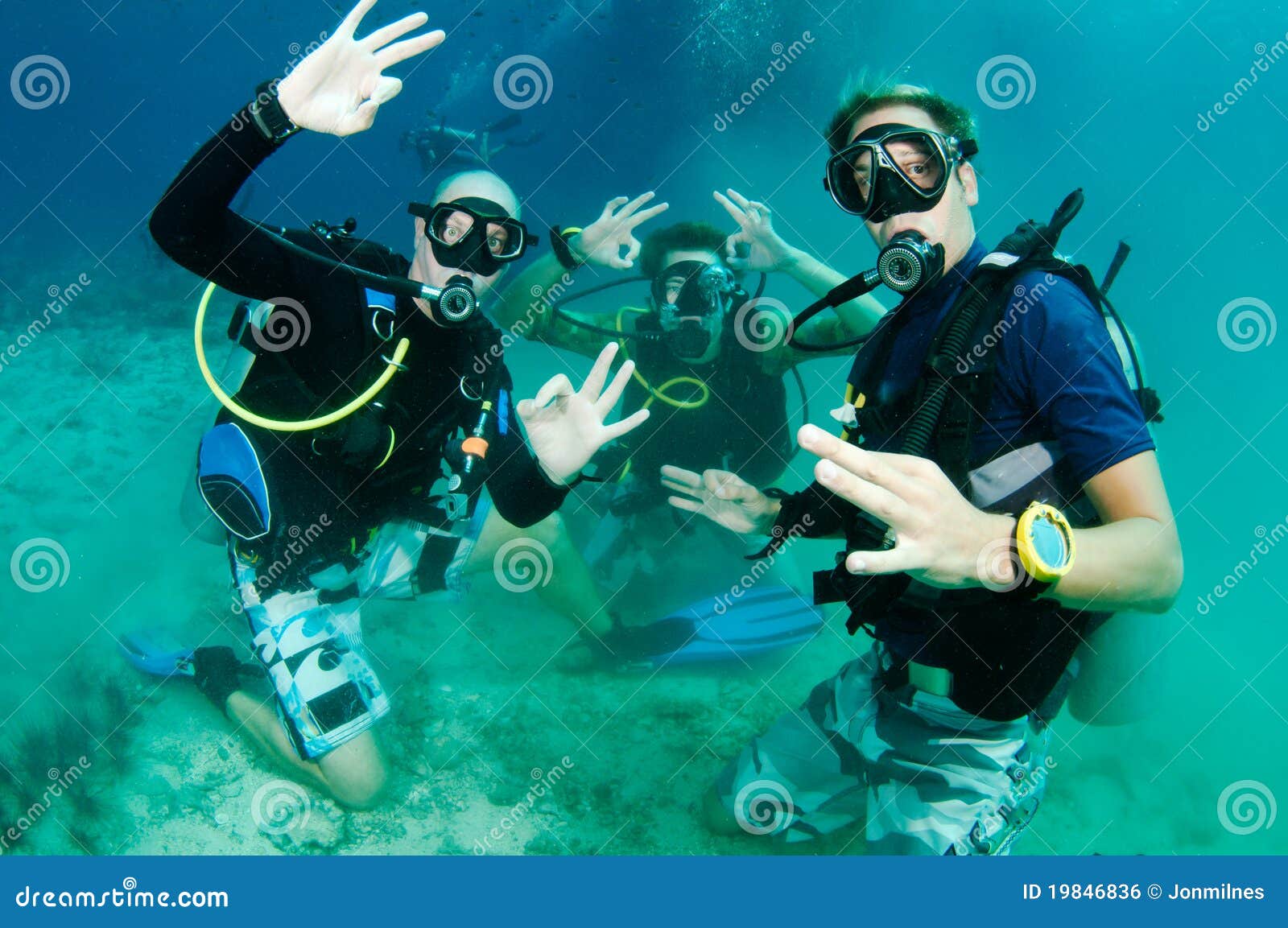 Scuba Divers Learn Dive Coarse and are Happy Stock Photo - Image of ...