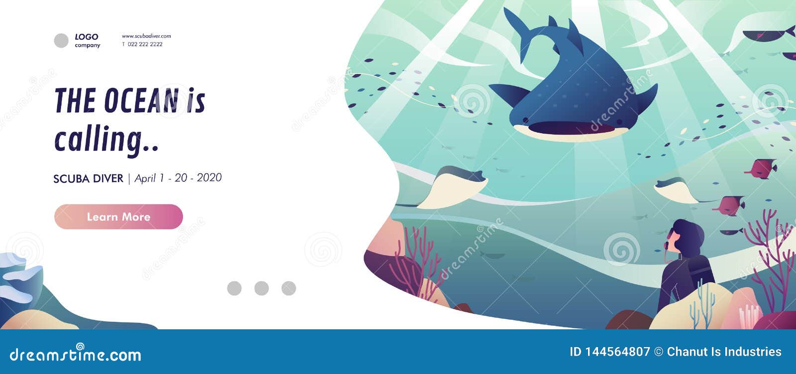 Scuba diving banner stock vector. Illustration of page - 144564807