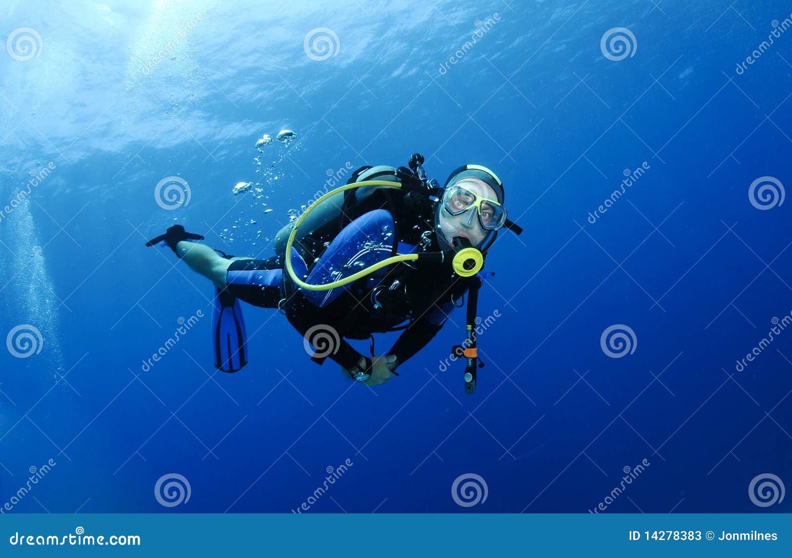 Scuba Diving in Clear Blue Water Stock Image - Image of wall, scuba ...