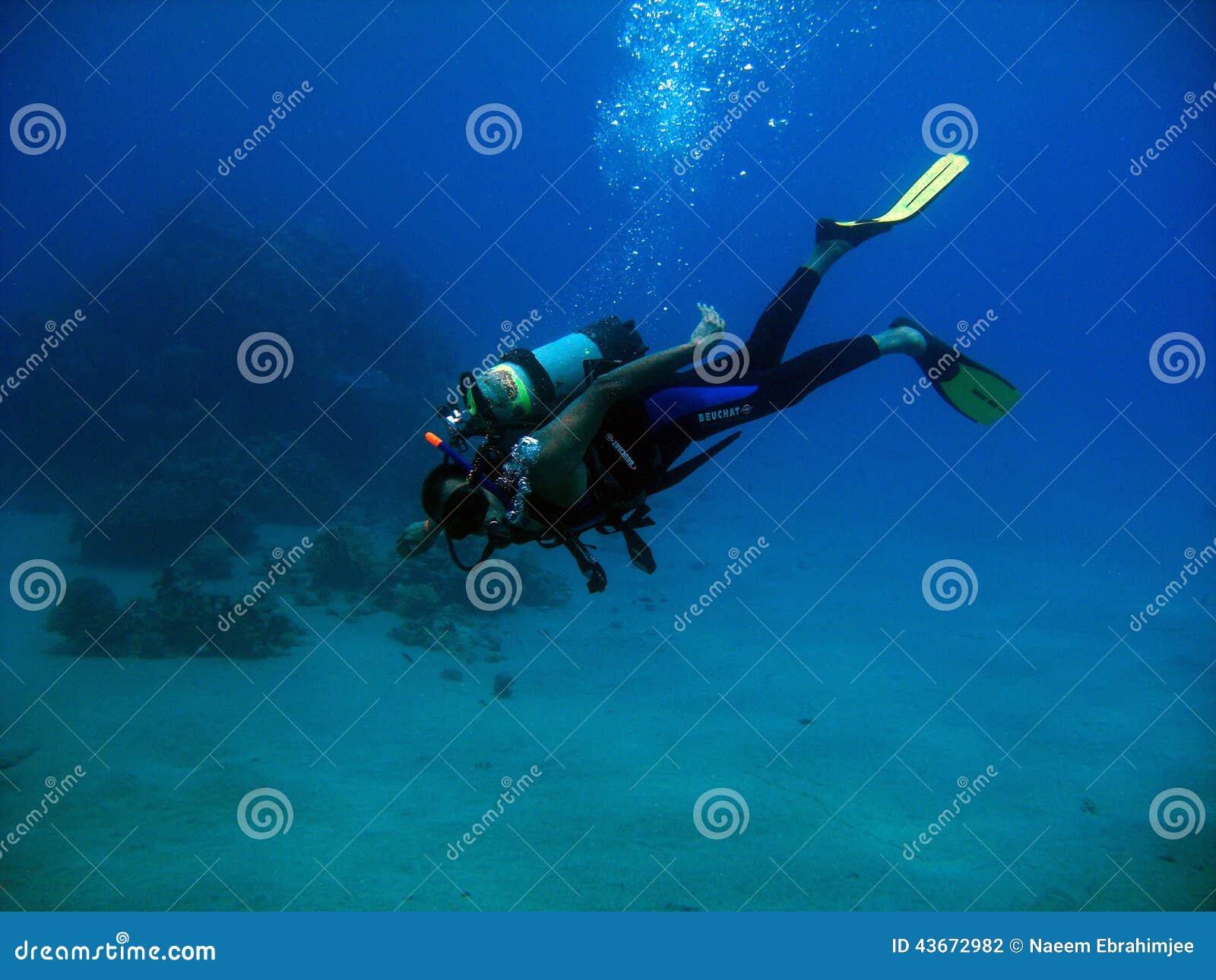 Scuba Diving in the Deep Blue Editorial Photography - Image of oxygen ...
