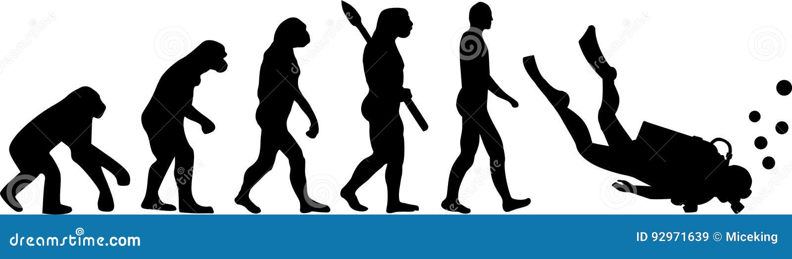 Diver Evolution stock vector. Illustration of diving - 92971639