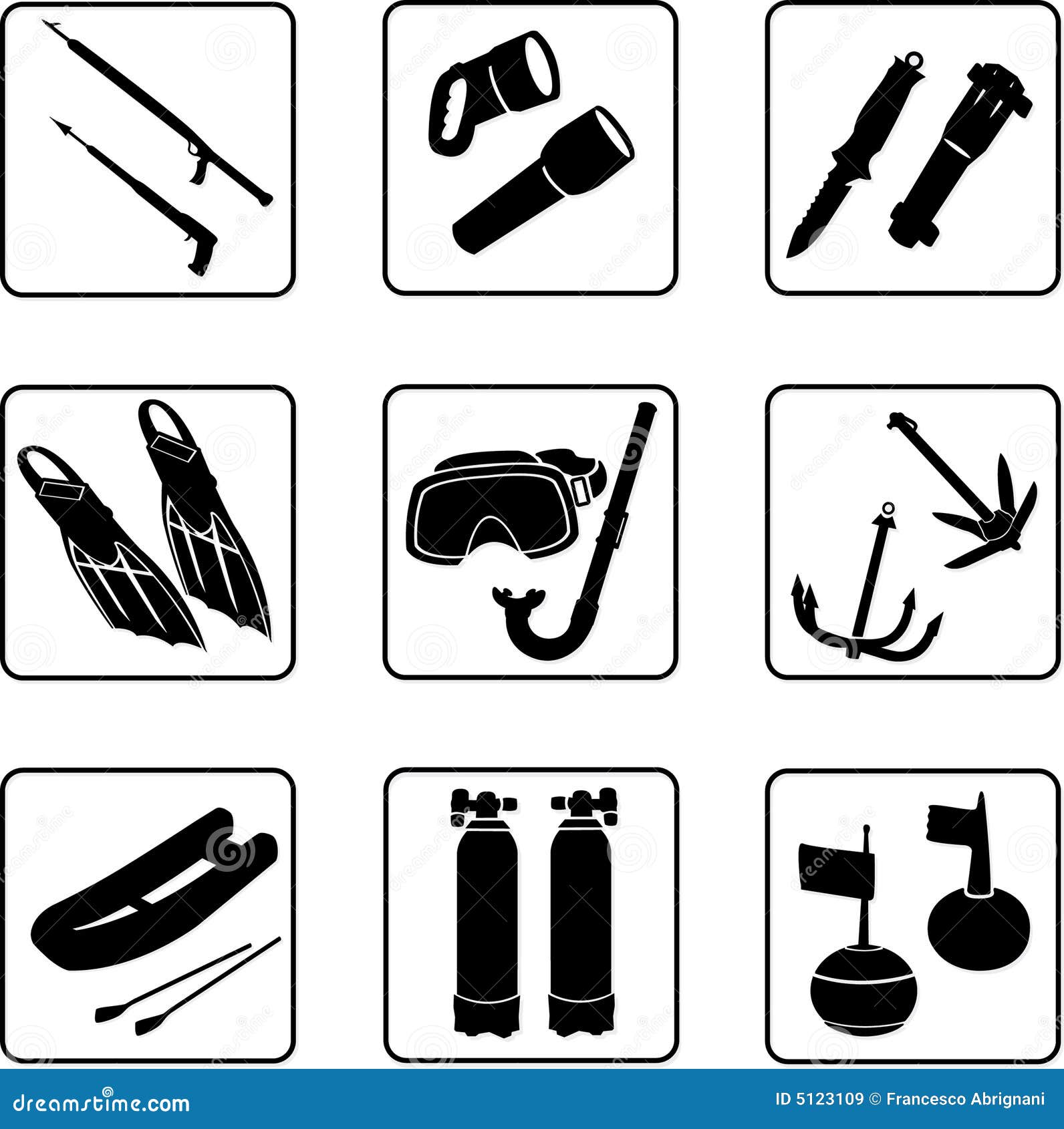 Scuba diving equipment stock vector. Illustration of anchor - 5123109
