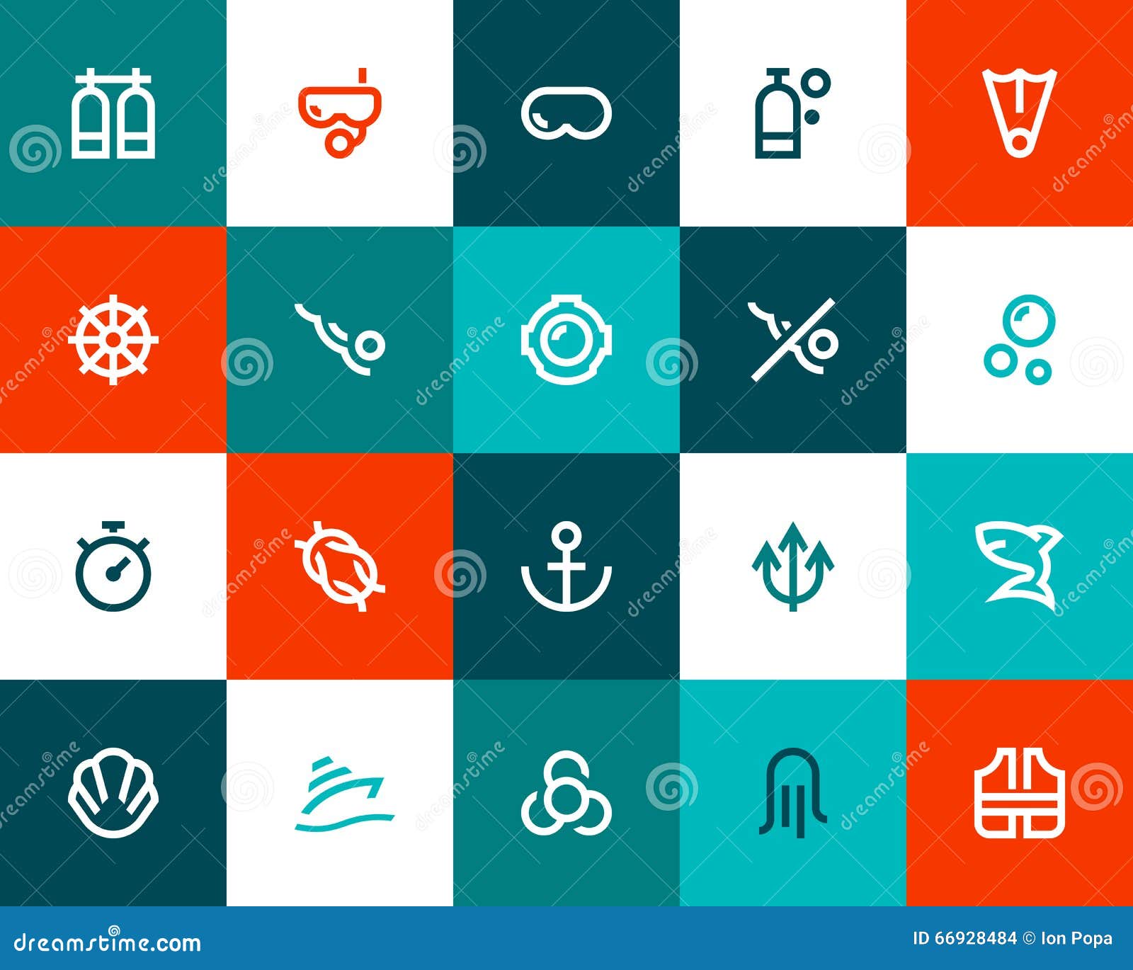 Scuba Diving Icons. Flat Style Stock Vector - Illustration of ...