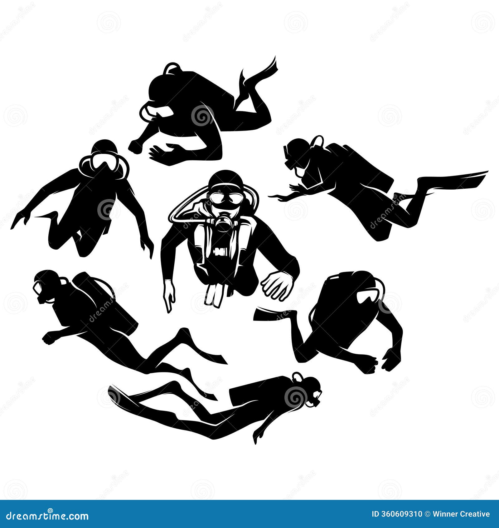 Scuba Diving Silhouette Logo. Dive Sport Logo Design Illustration ...