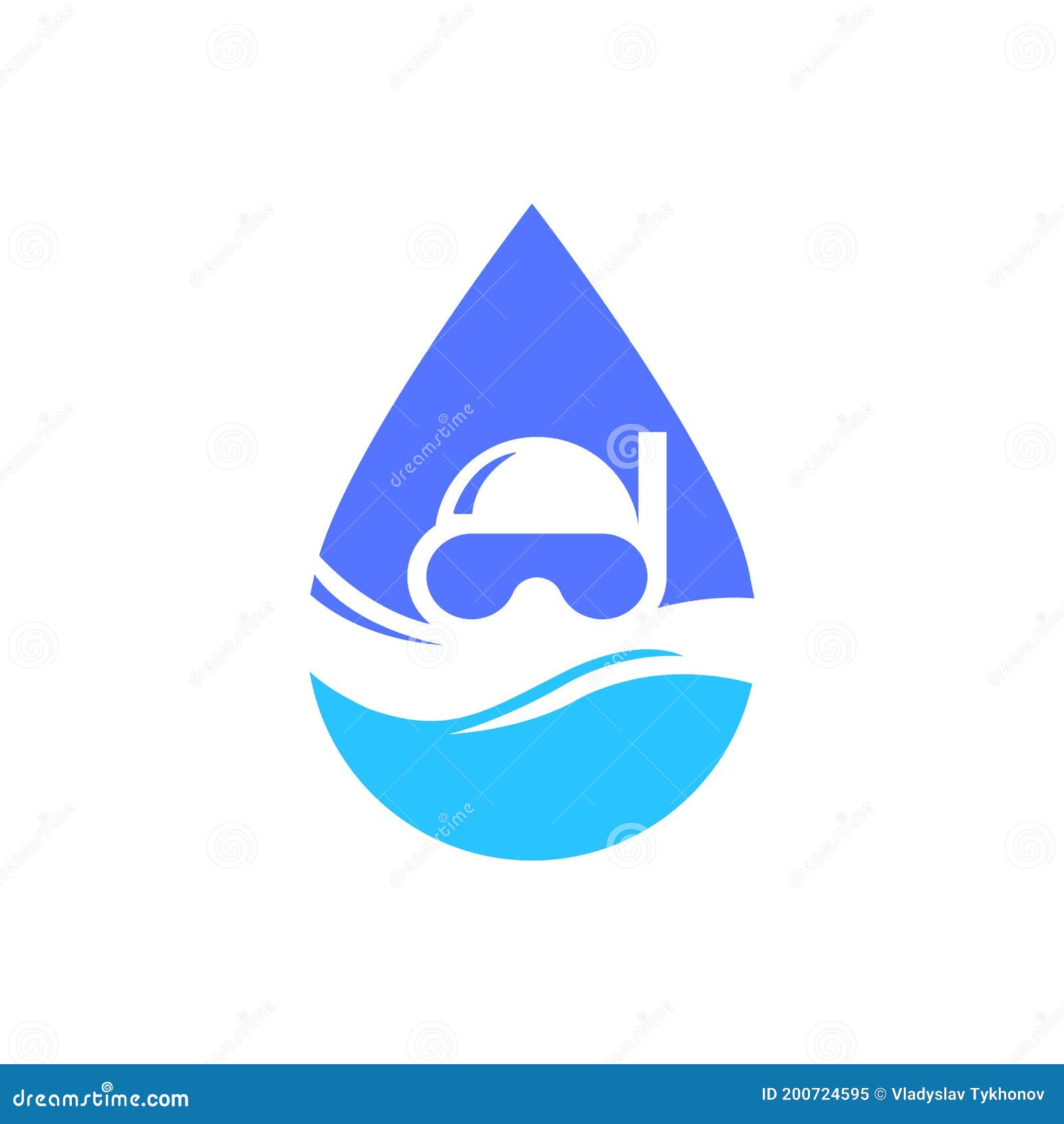 Scuba Diving Logo Template. Diver and Drop of Water. Vector ...