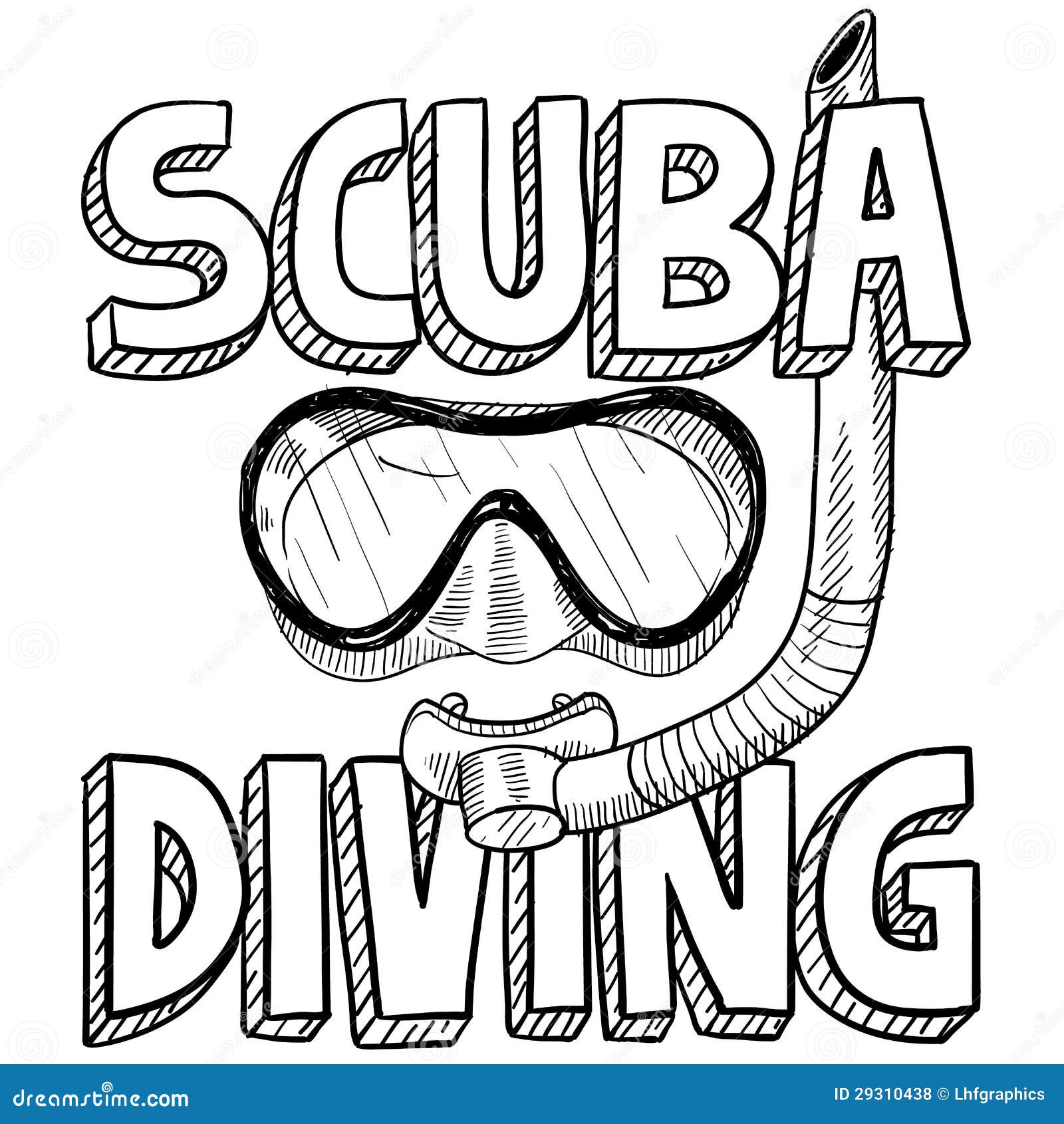 Scuba diving sketch stock vector. Illustration of swimming - 29310438