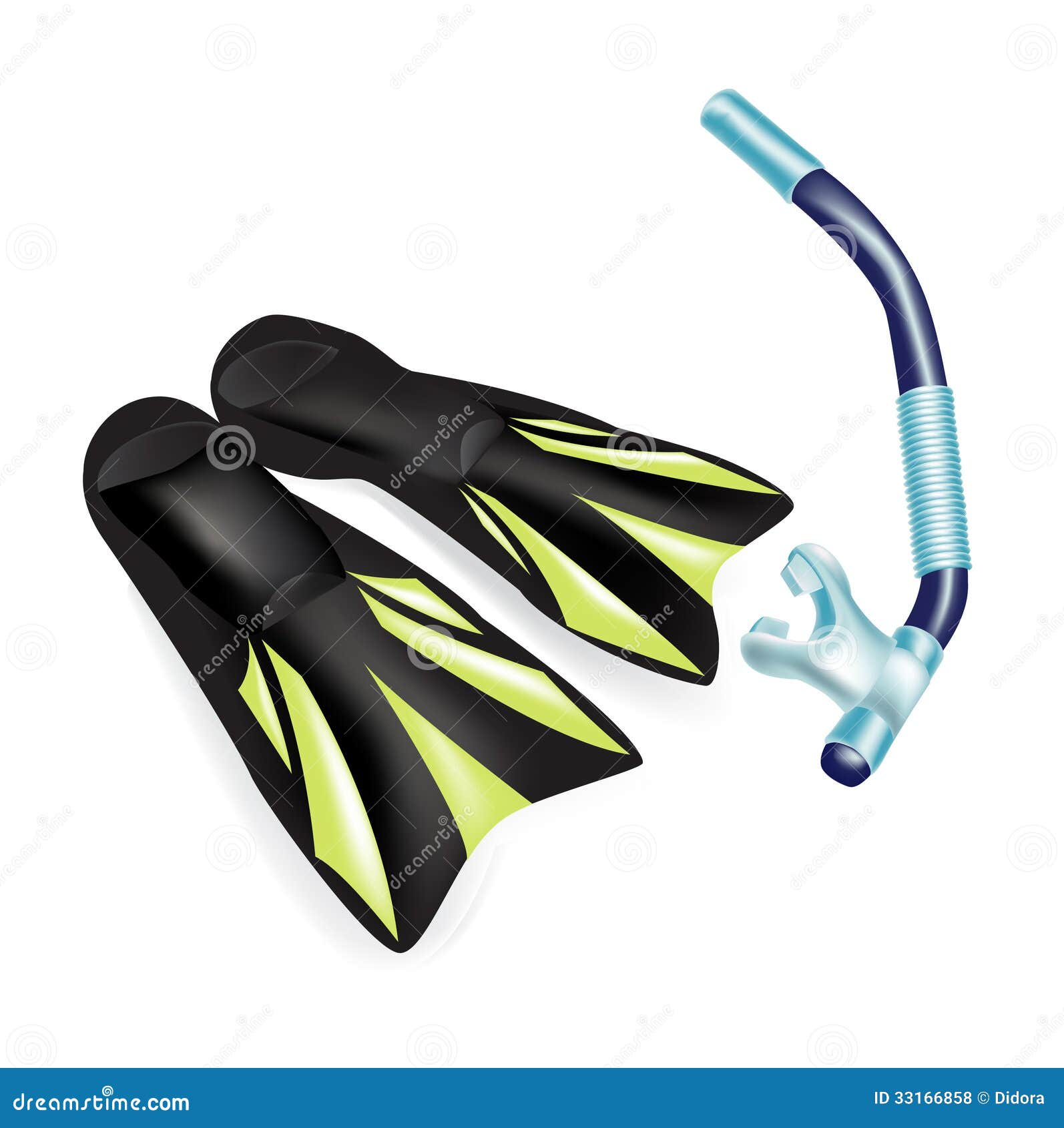 Scuba Diving Snorkel Amd Flippers Isolated Stock Vector - Illustration ...