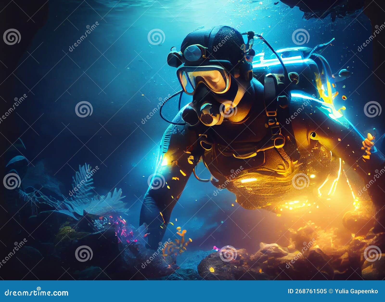 Scuba Diving Sport Background. Illustration AI Generative Stock Image ...