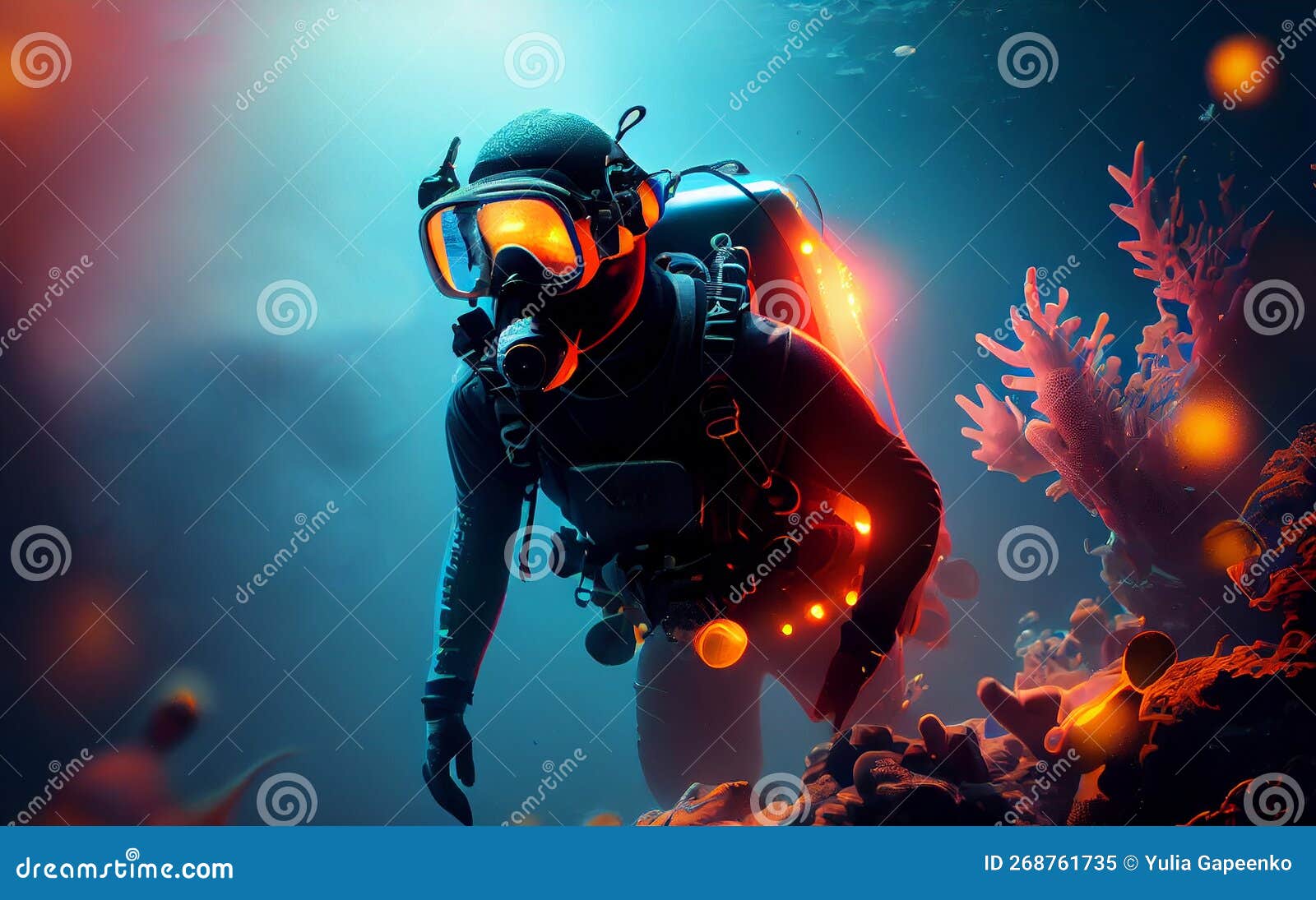 Scuba Diving Sport Background. Illustration AI Generative Stock ...
