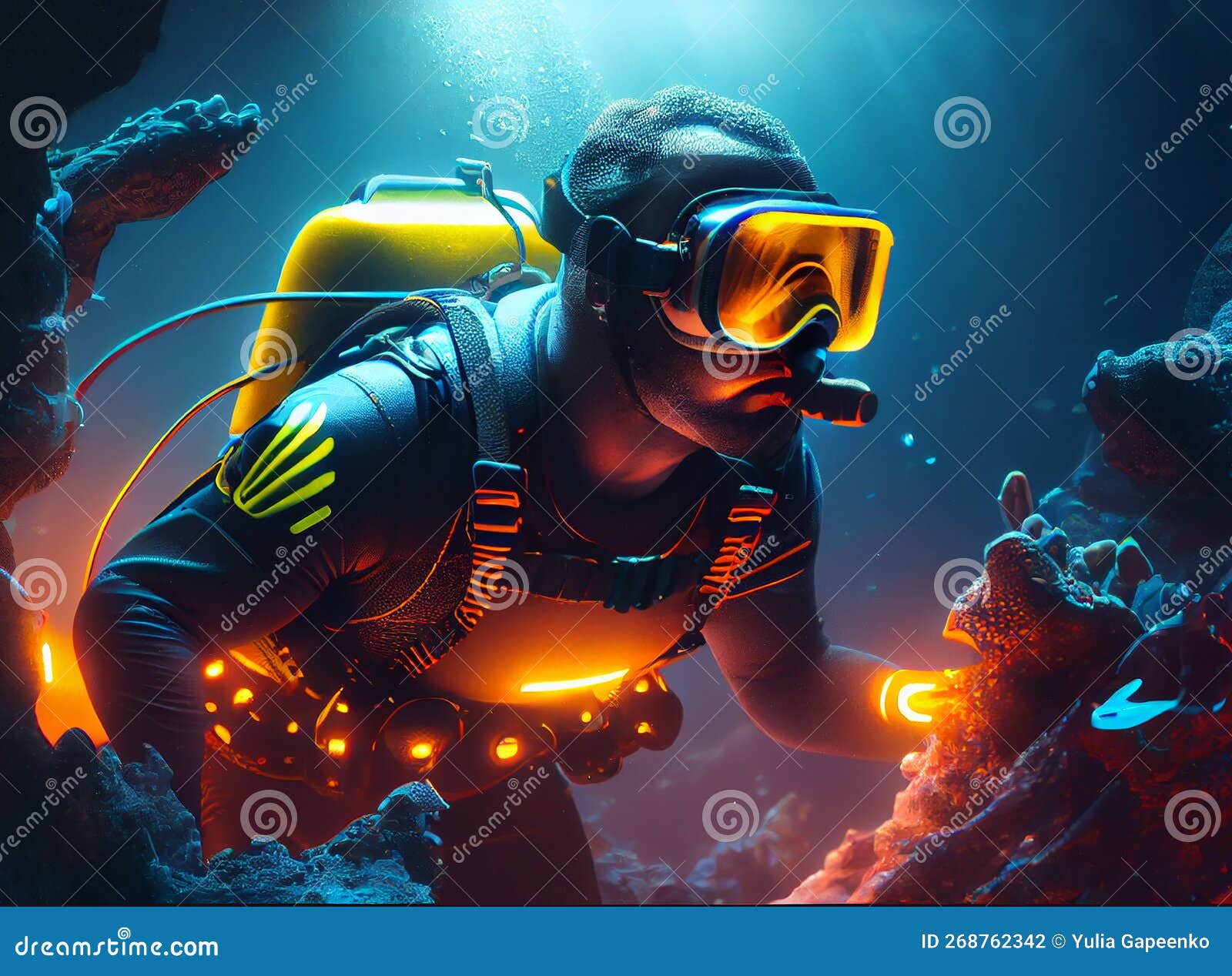 Scuba Diving Sport Background. Illustration AI Generative Stock ...