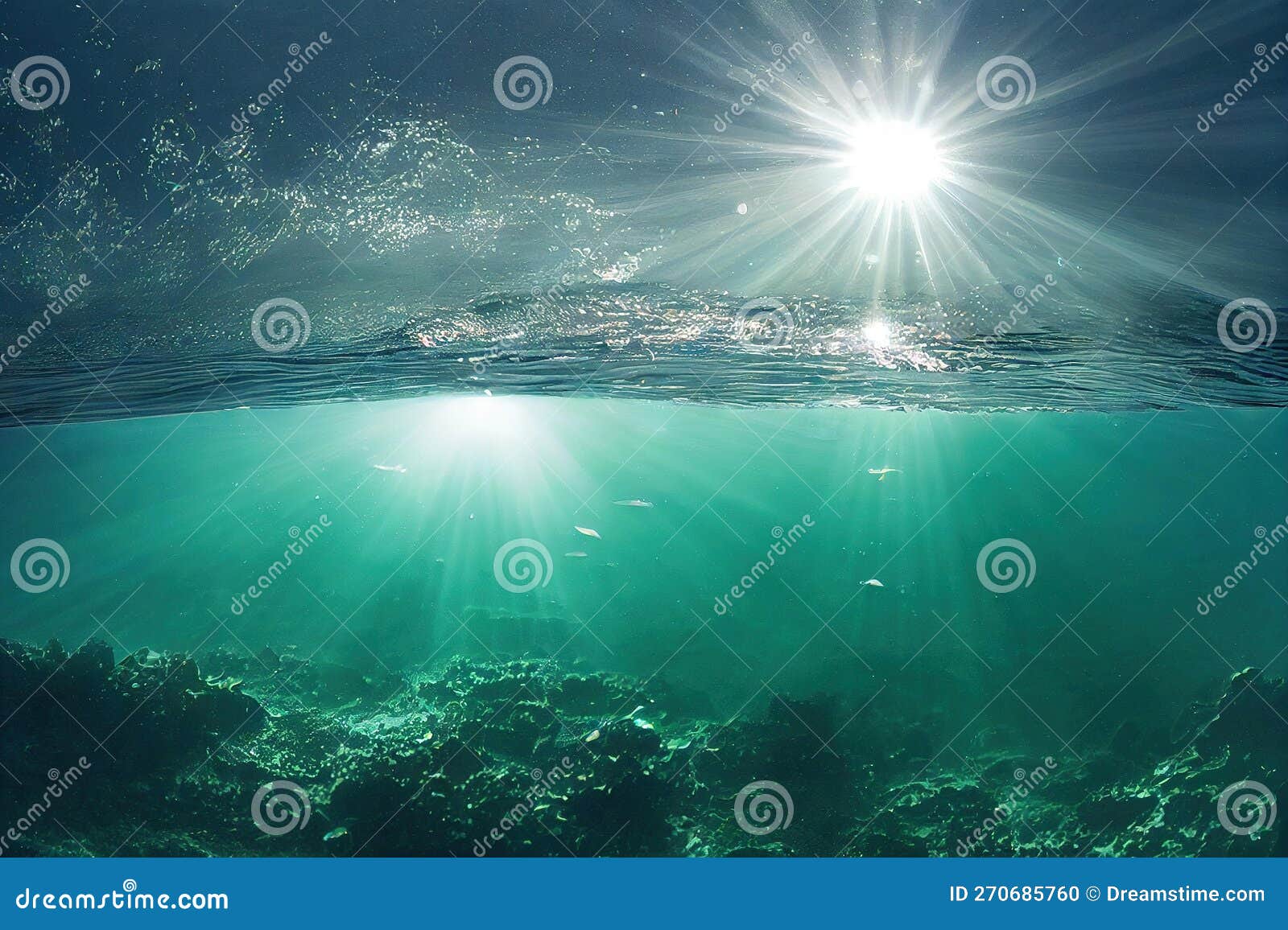 Scuba Diving Diving in Sun& X27;s Rays Seascape. Stock Illustration ...