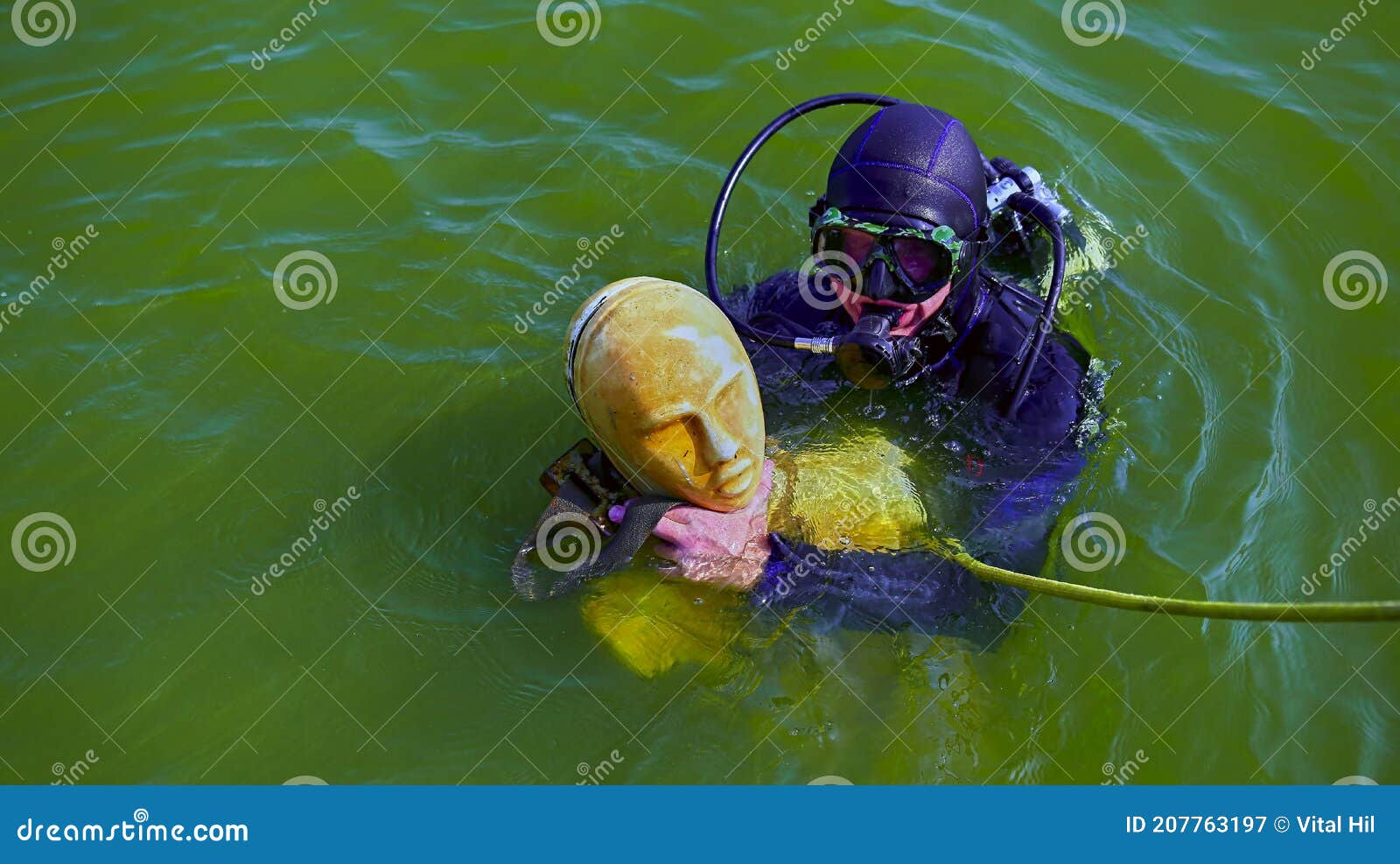 Scuba Diving Training for Lifeguards. Detection of People Stock Image ...
