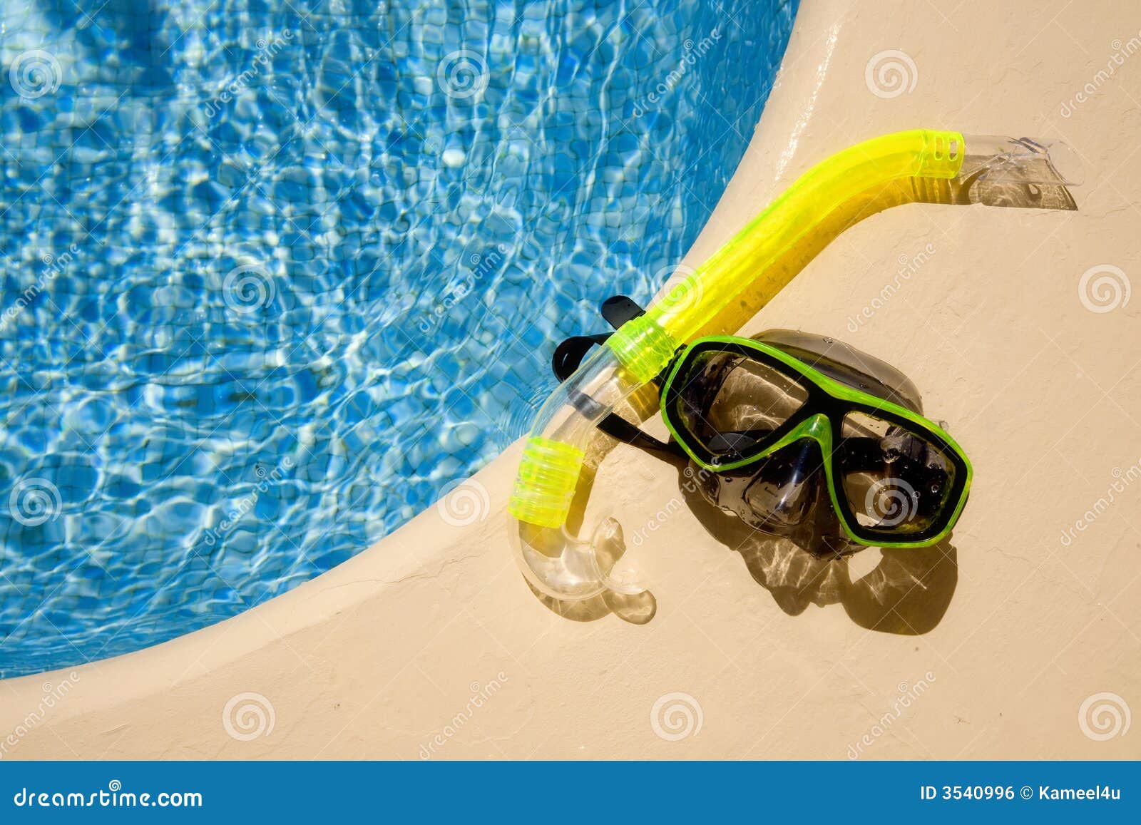 Scuba mask at the poolside stock photo. Image of green - 3540996