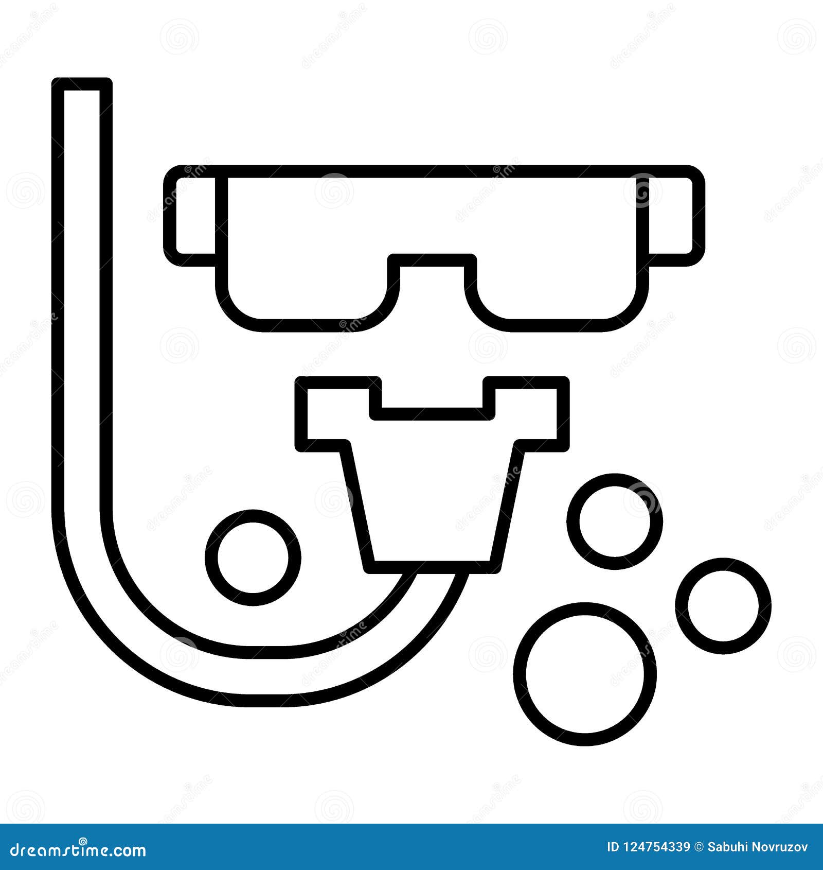 Scuba Mask and Tube Thin Line Icon. Diving Vector Illustration Isolated ... Scuba Mask and Tube Thin Line Icon. Diving Vector Illustration Isolated ...