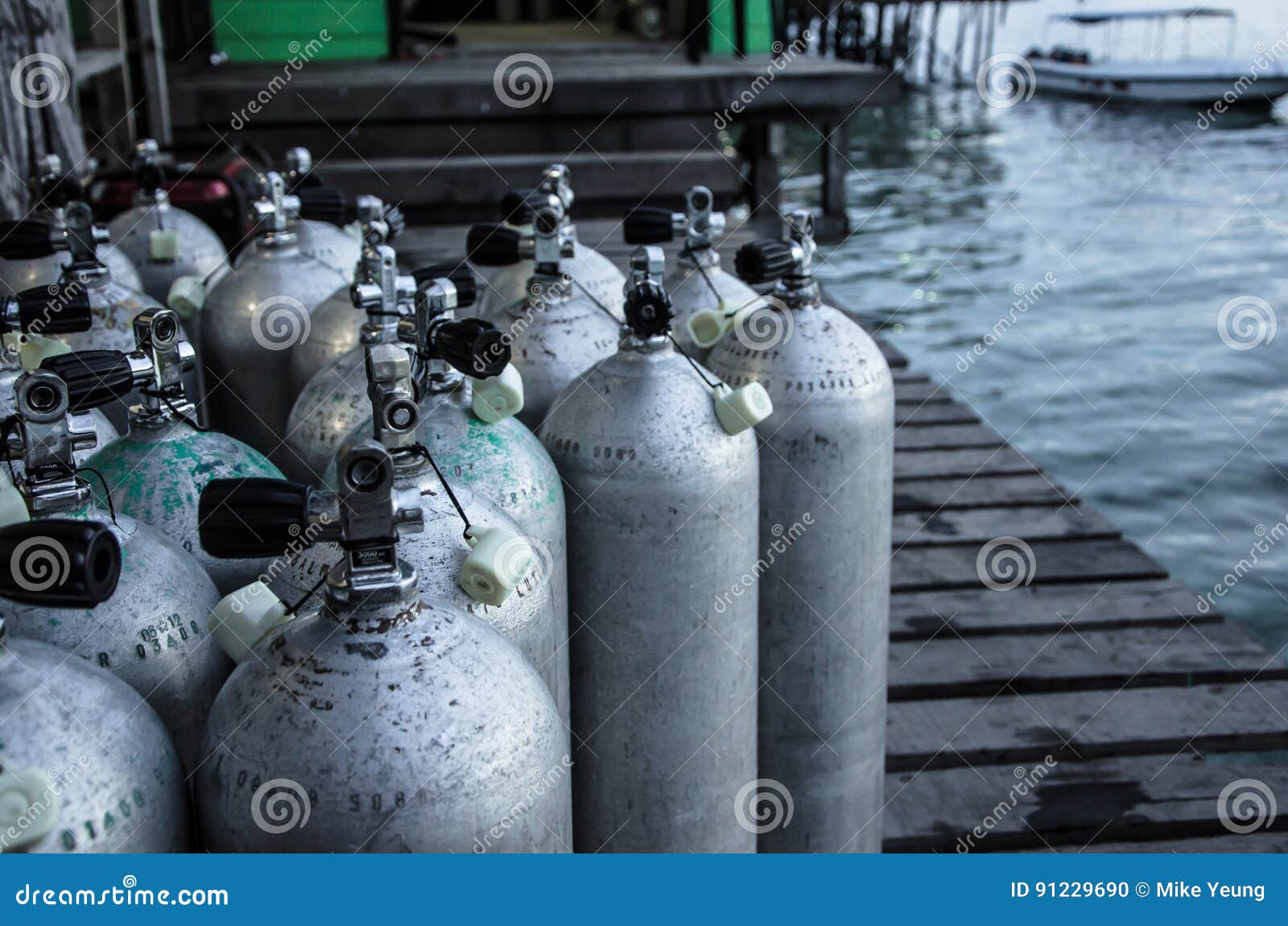 Scuba Oxygen Tanks Two stock photo. Image of transport - 91229690