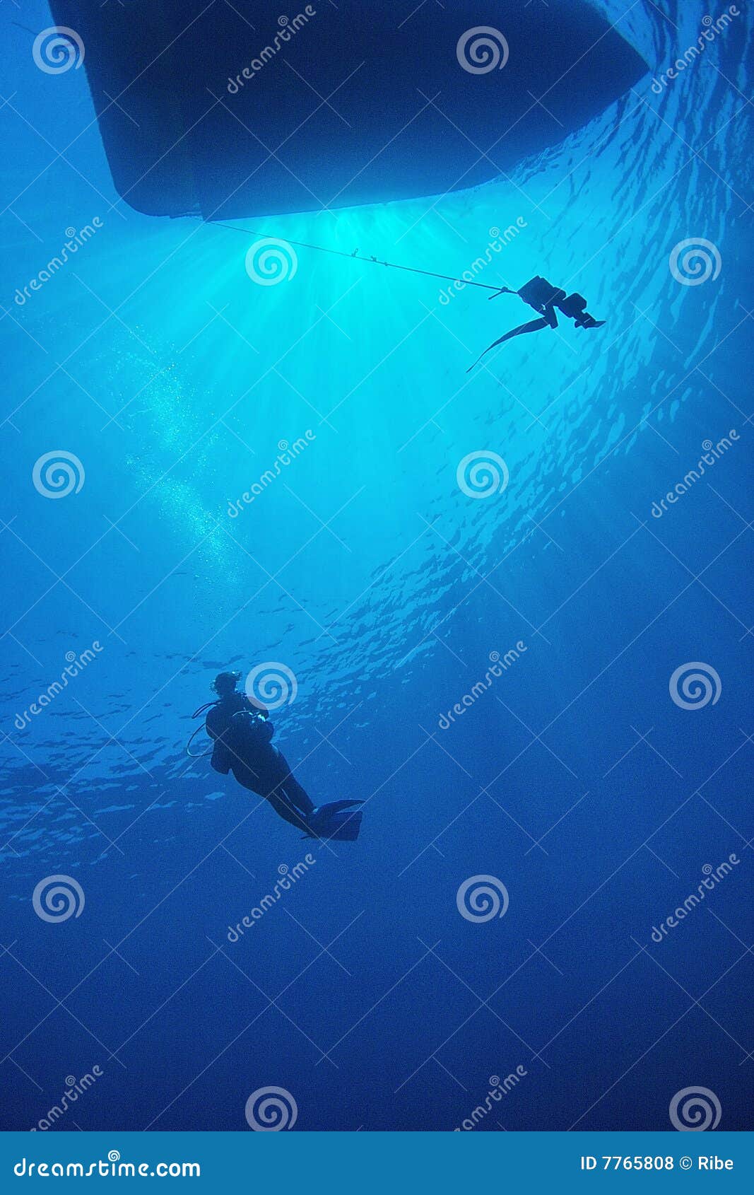 Scuba diver in blue water stock photo. Image of ocean - 7765808