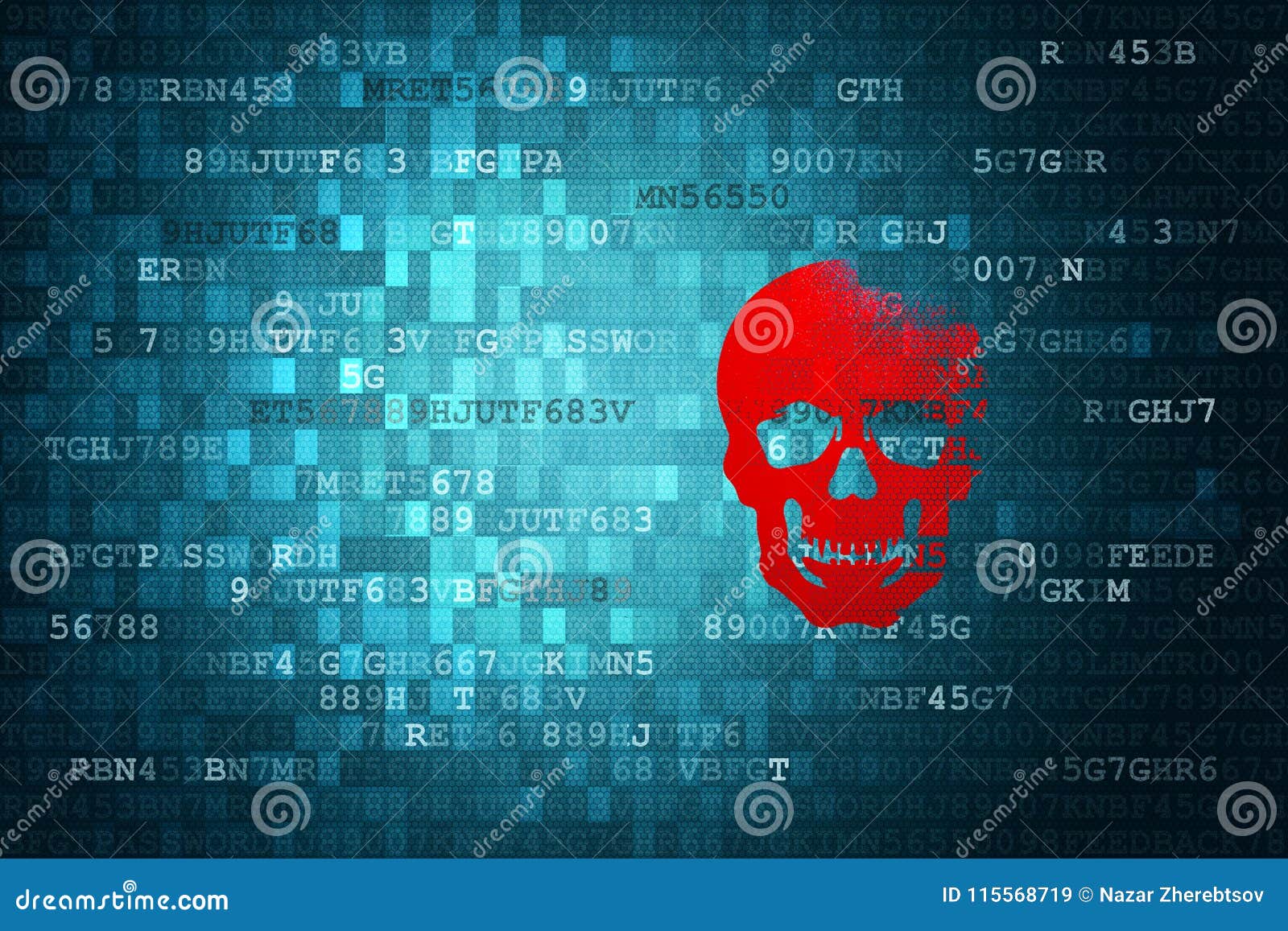 Scull on Blue Digital Background. Security Concepts Stock Illustration ...