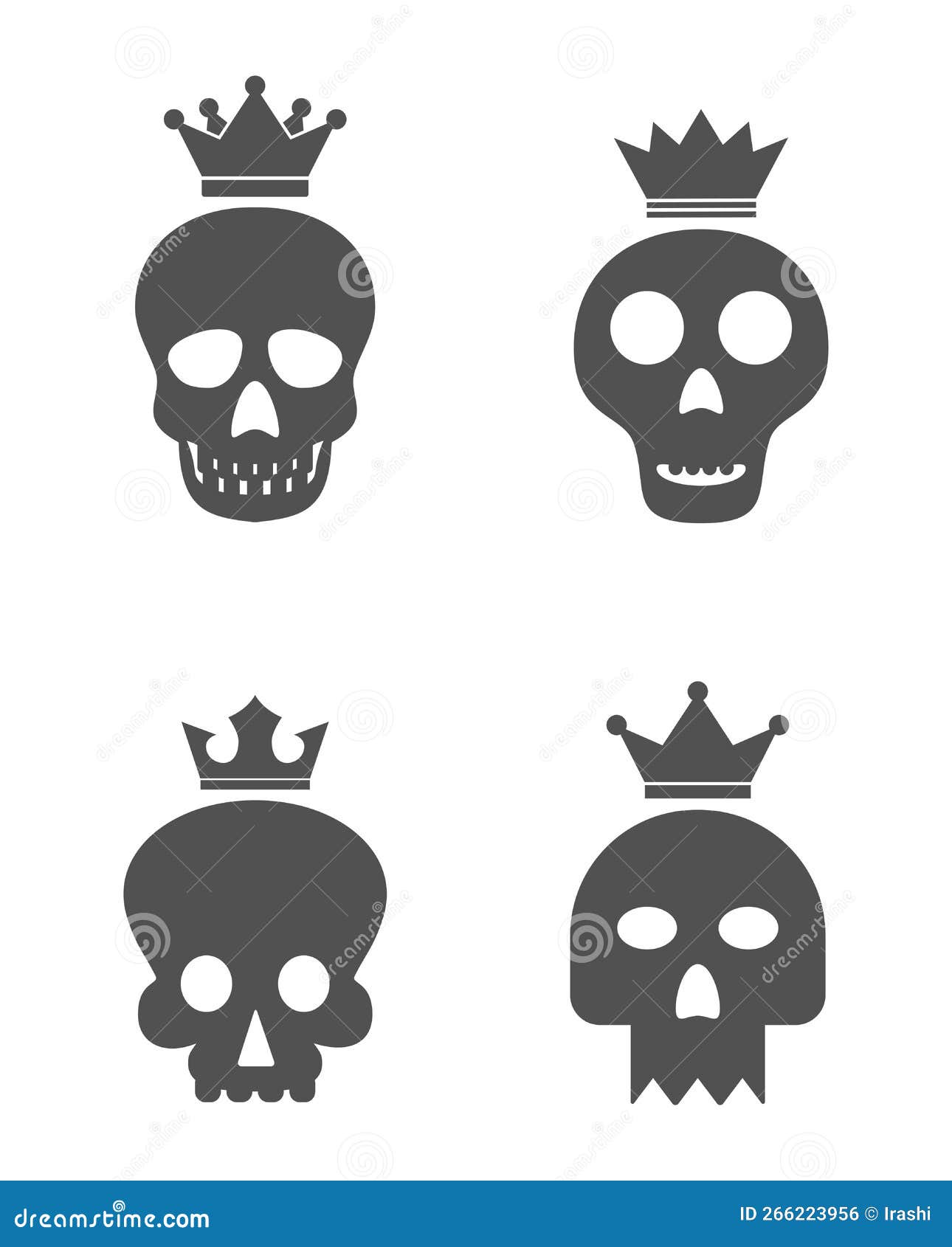 Scull with crown icon stock vector. Illustration of bone - 266223956