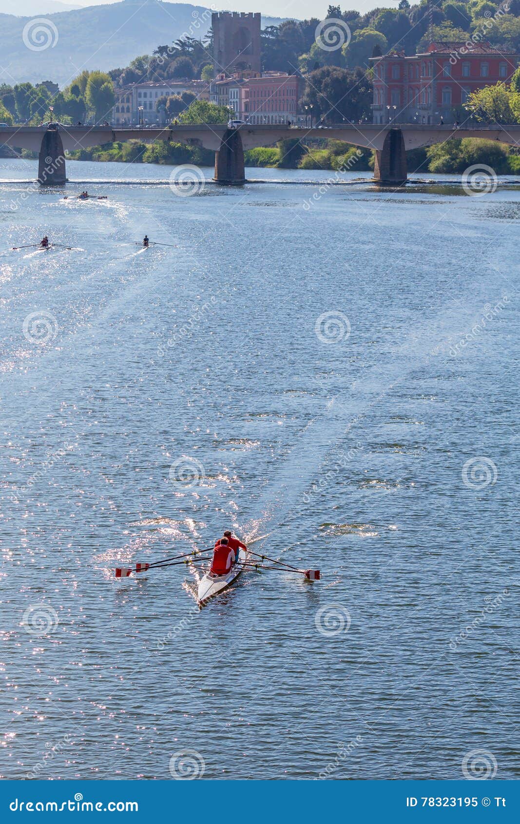 Sculling Boat on the River Arno in Florence Editorial Image - Image of ...