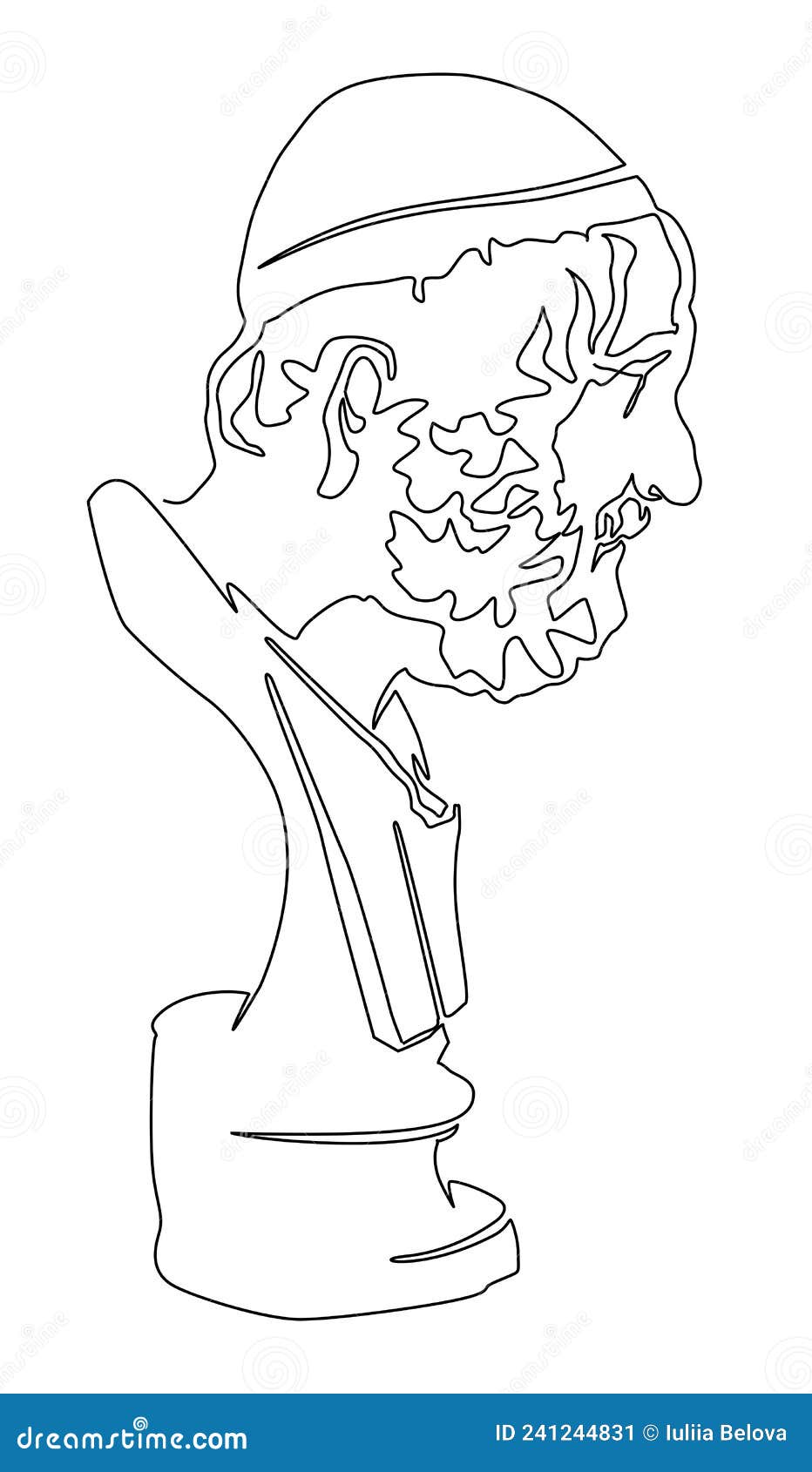 Sculpted Bust of Homer, Classical Greek Writer. Continuous Line Drawing ...