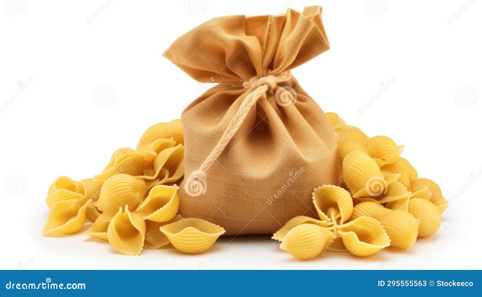 Sculpted Pasta in Brown Bag on White Background Stock Illustration ...