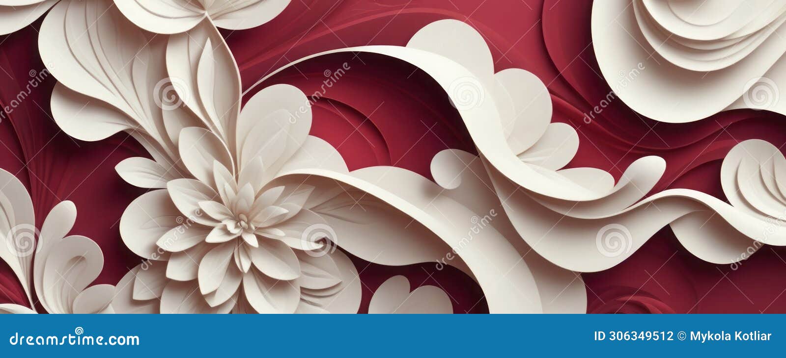Sculpted Shapes in Maroon and Floral White Stock Photo - Image of ...