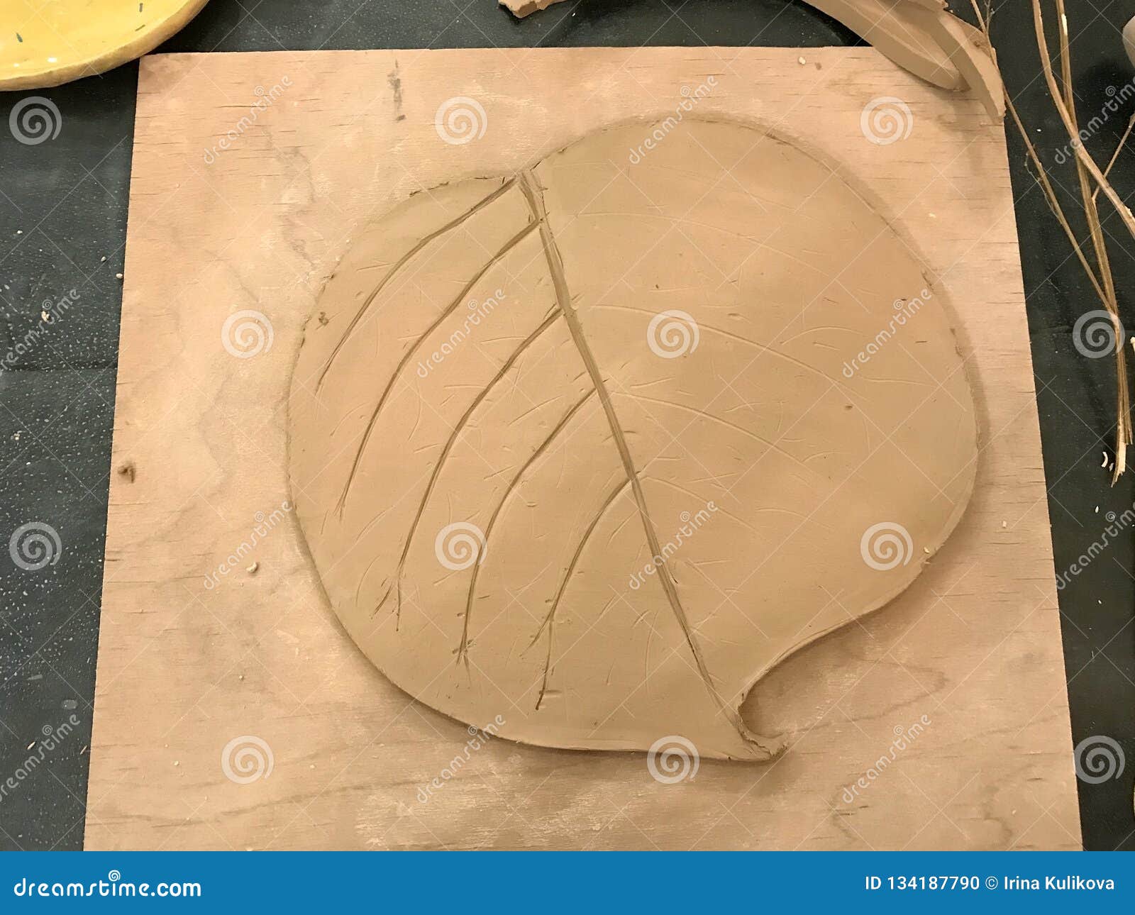 Sculpting Clay in the Process. Preparation of a Clay Flat Plate in the ...