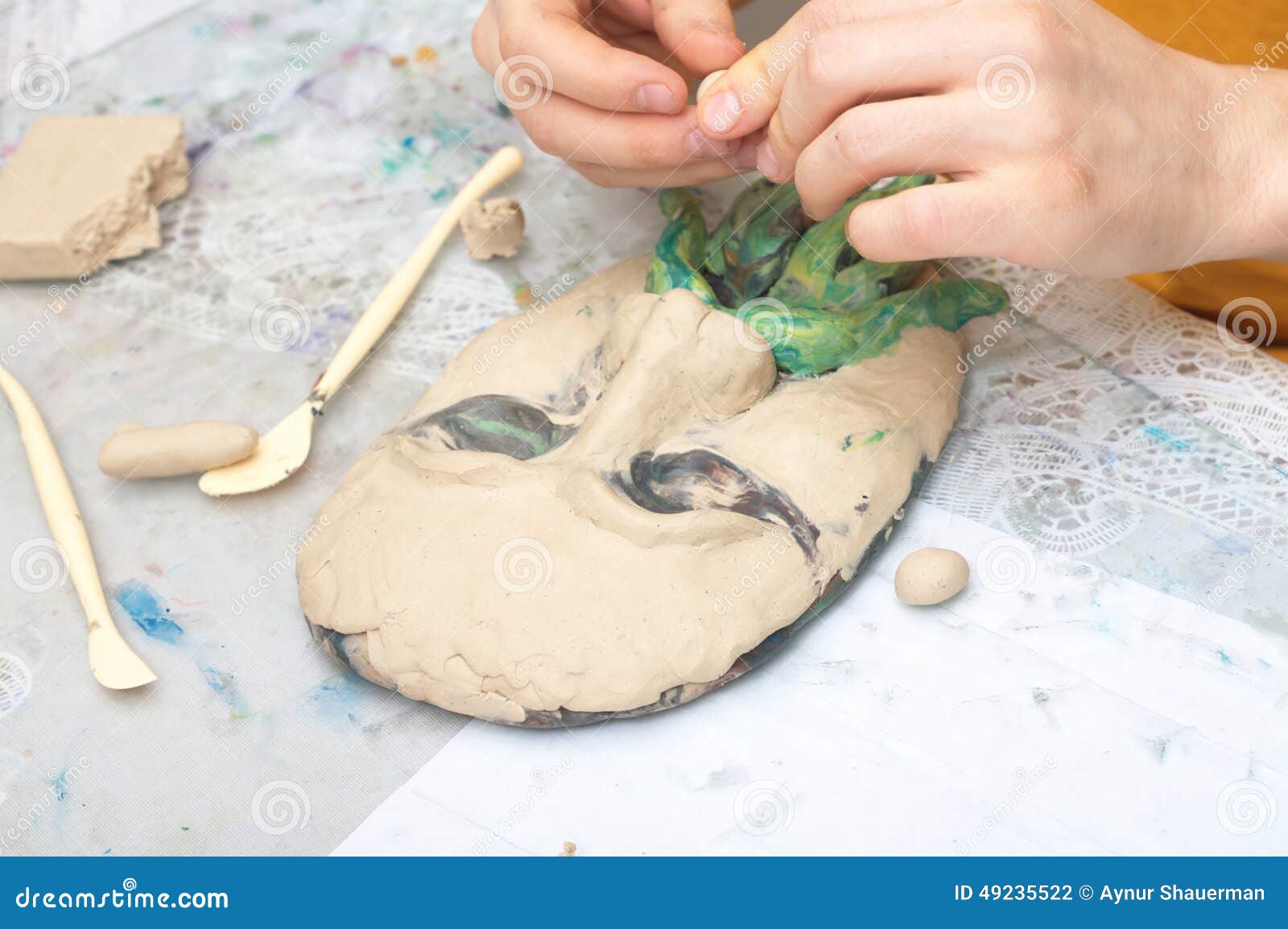 Sculpting stock photo. Image of adeptness, mask, mache - 49235522