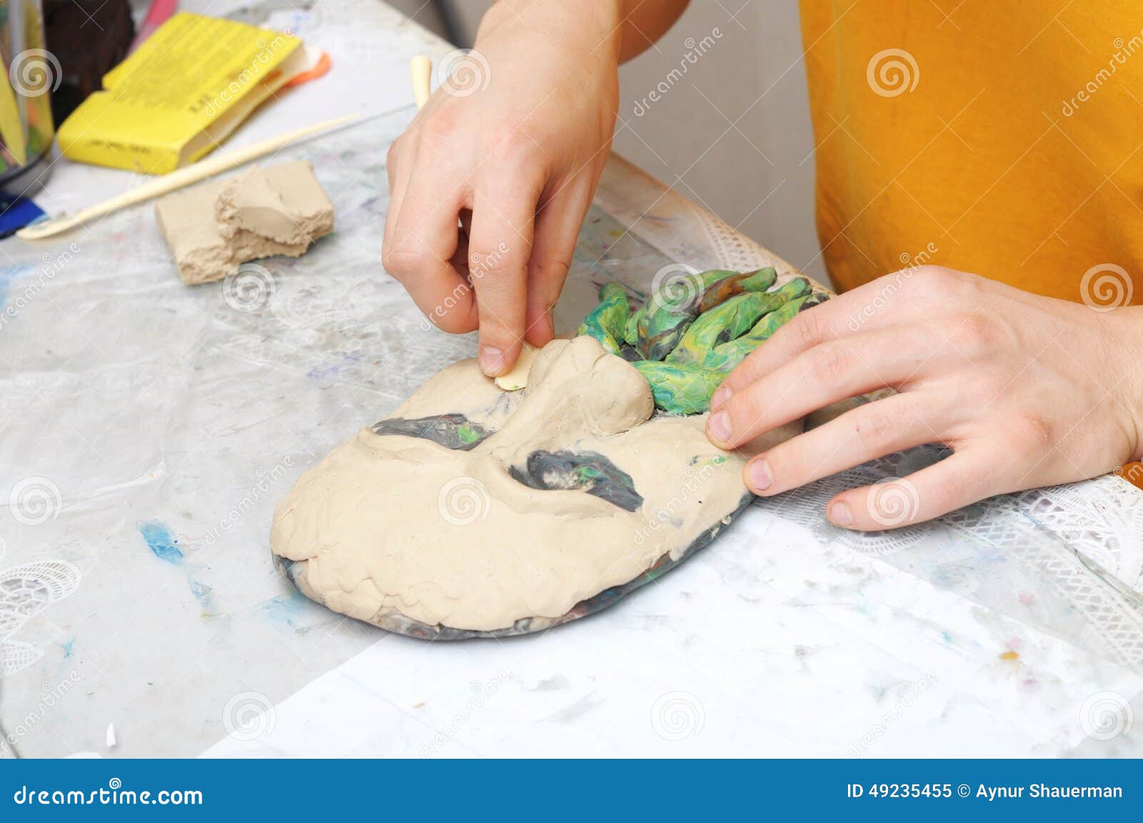 Sculpting Plasticine Form of Face Stock Image - Image of hobby ...