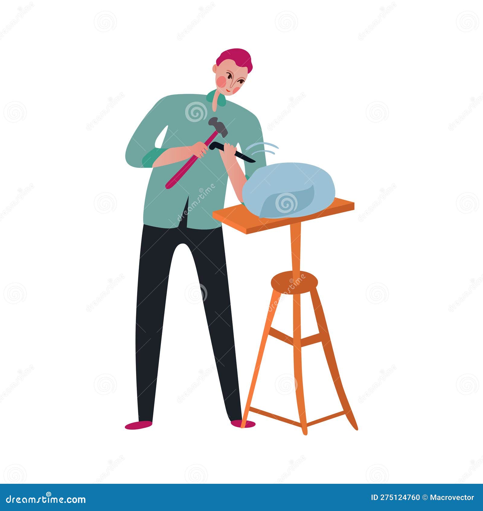 Male Sculptor Creating Beautiful Female Body Statue From Marble ...