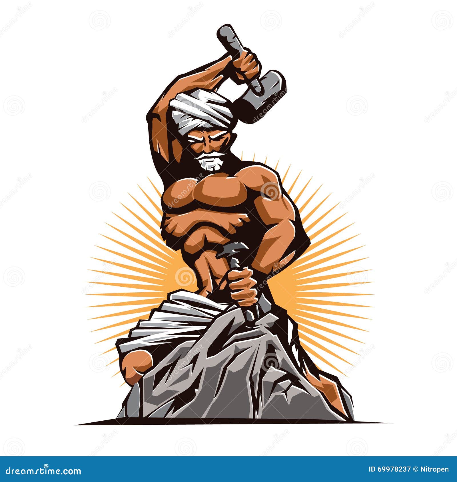 Sculptor Hammer Chisel Retro Stock Vector Illustration Of Hammer