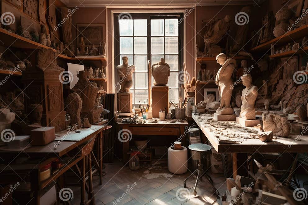 Sculptor& X27;s Studio, with Tools and Materials for Creating Unique ...