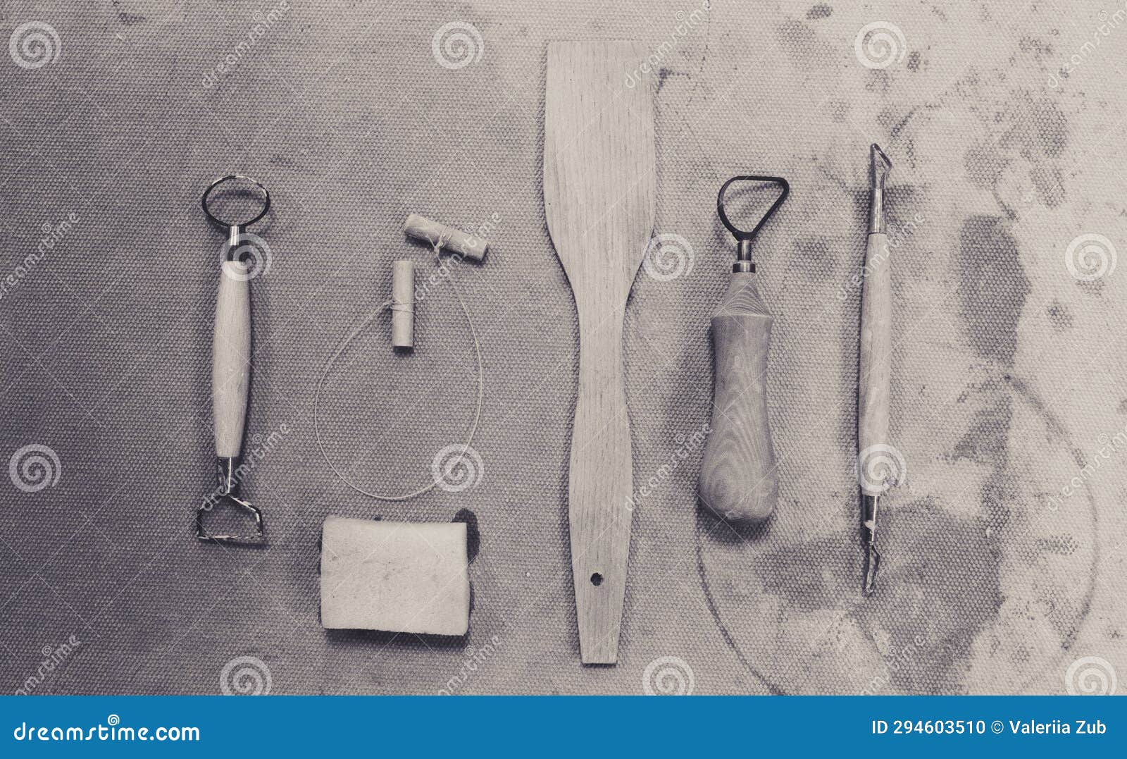 Sculptor S Workspace. Tools for Molding from Clay. Basic Pottery Tool ...