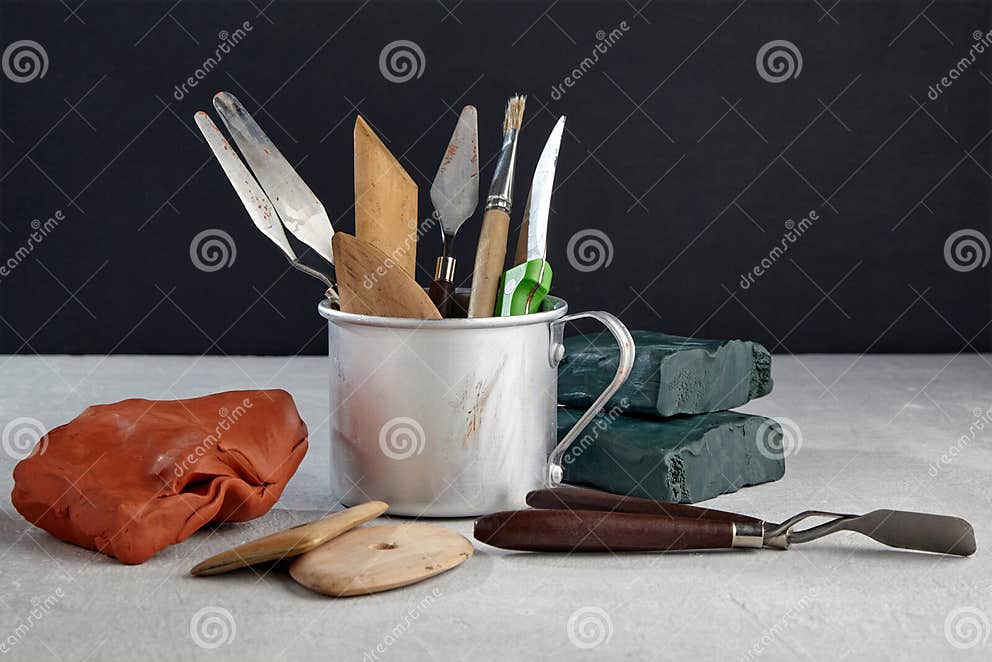 Sculptor Tools for Sculpting and Modeling and Pieces of Clay and ...
