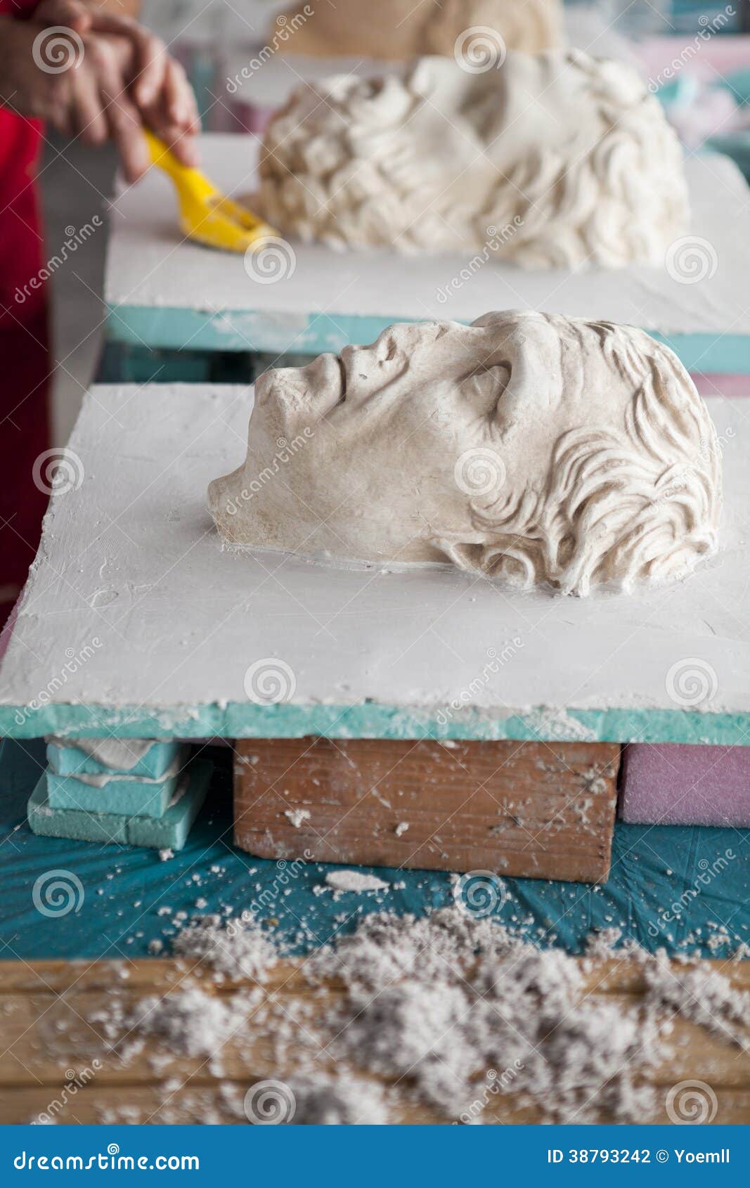 Sculptor Working on Head Sculpture Stock Photo - Image of hand, indoors ...