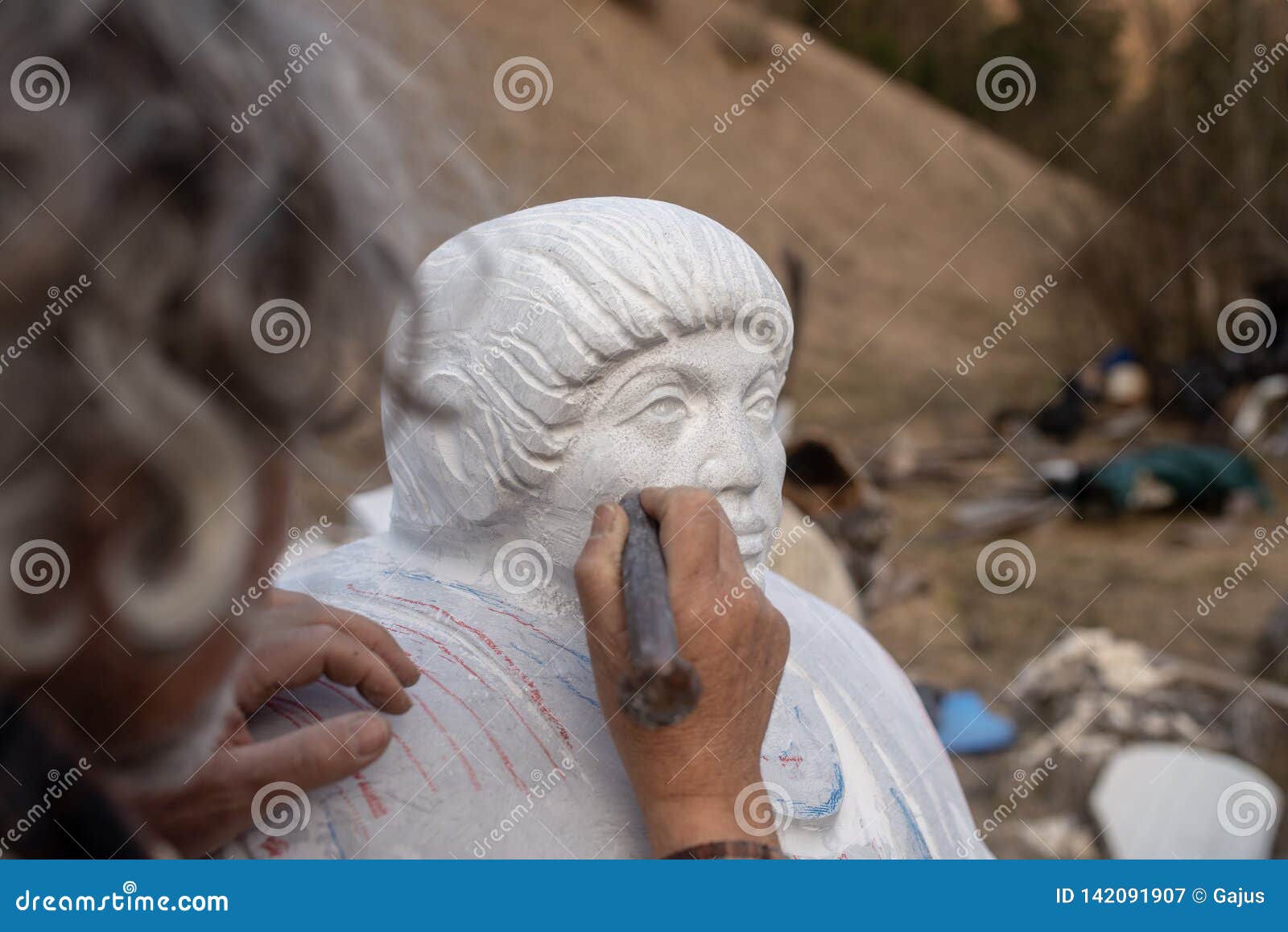 Sculptor Working on His Statue Stock Image - Image of precise, outside ...