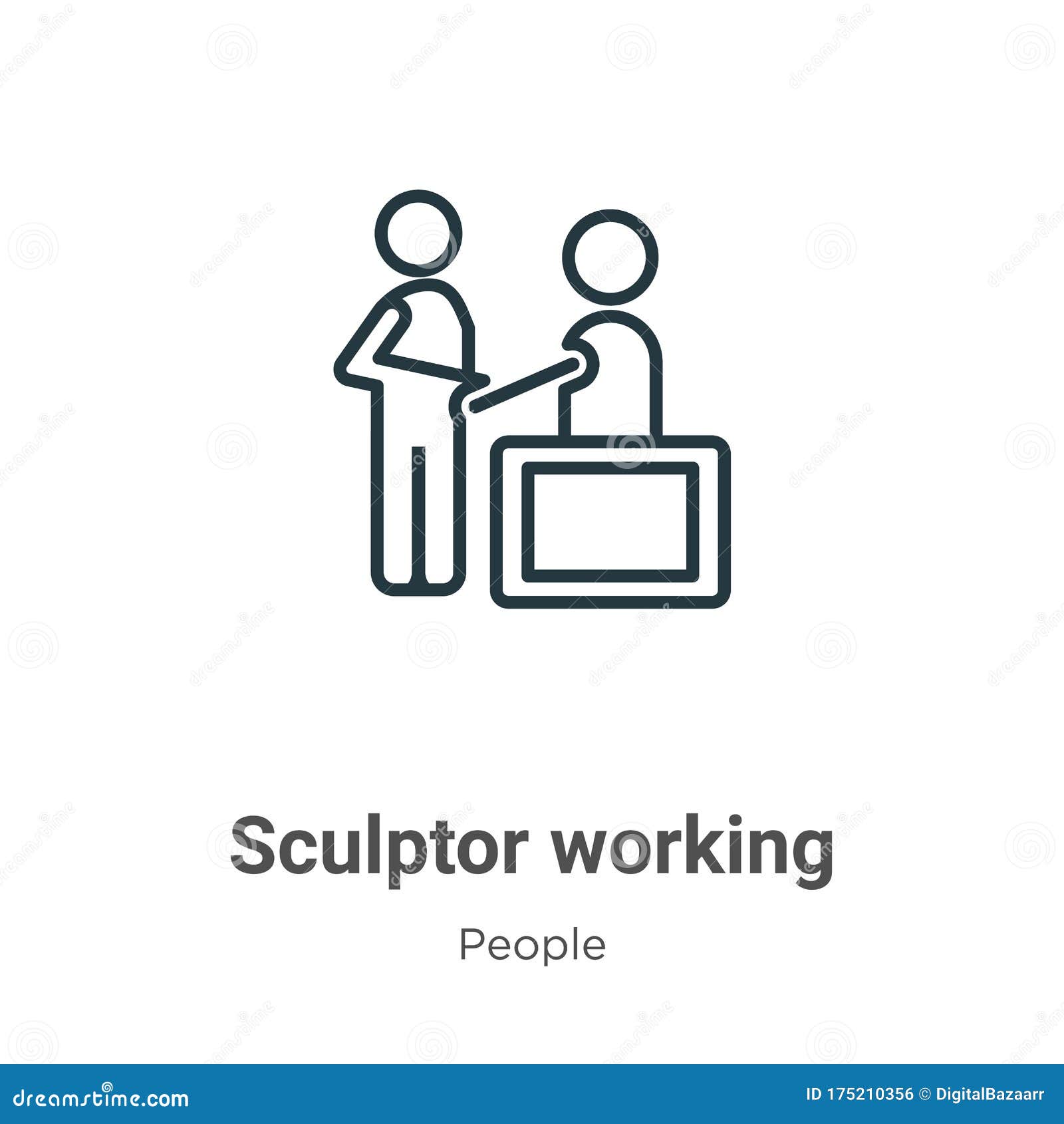 Sculptor Working Outline Vector Icon. Thin Line Black Sculptor Working ...