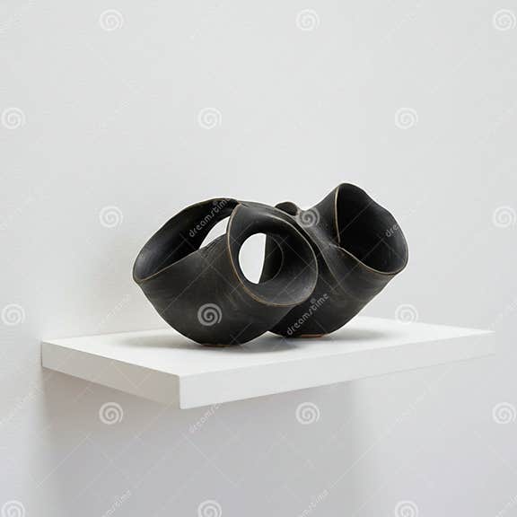 Sculptural Ceramic Piece Featuring Intertwining Black Loops with Smooth ...