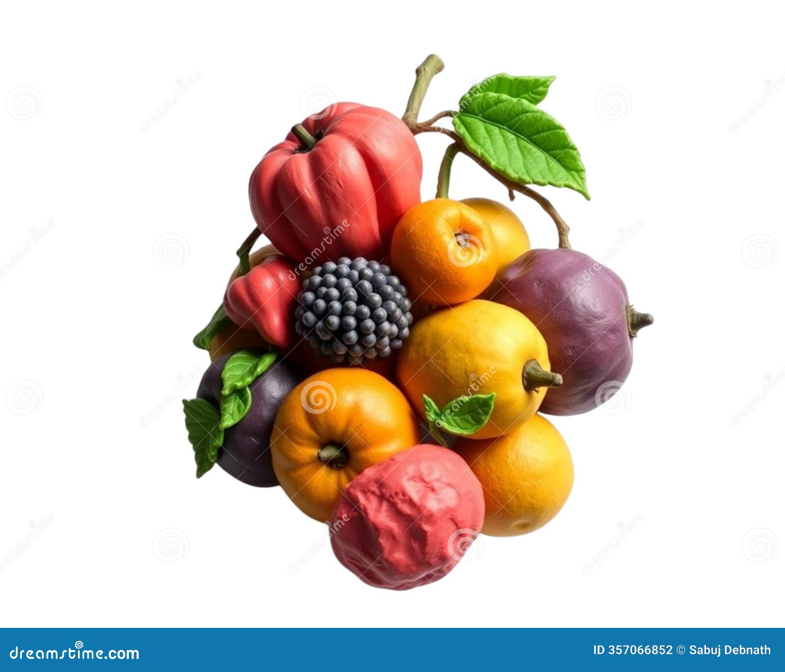 Sculptural clay fruit art stock illustration. Illustration of branch ...