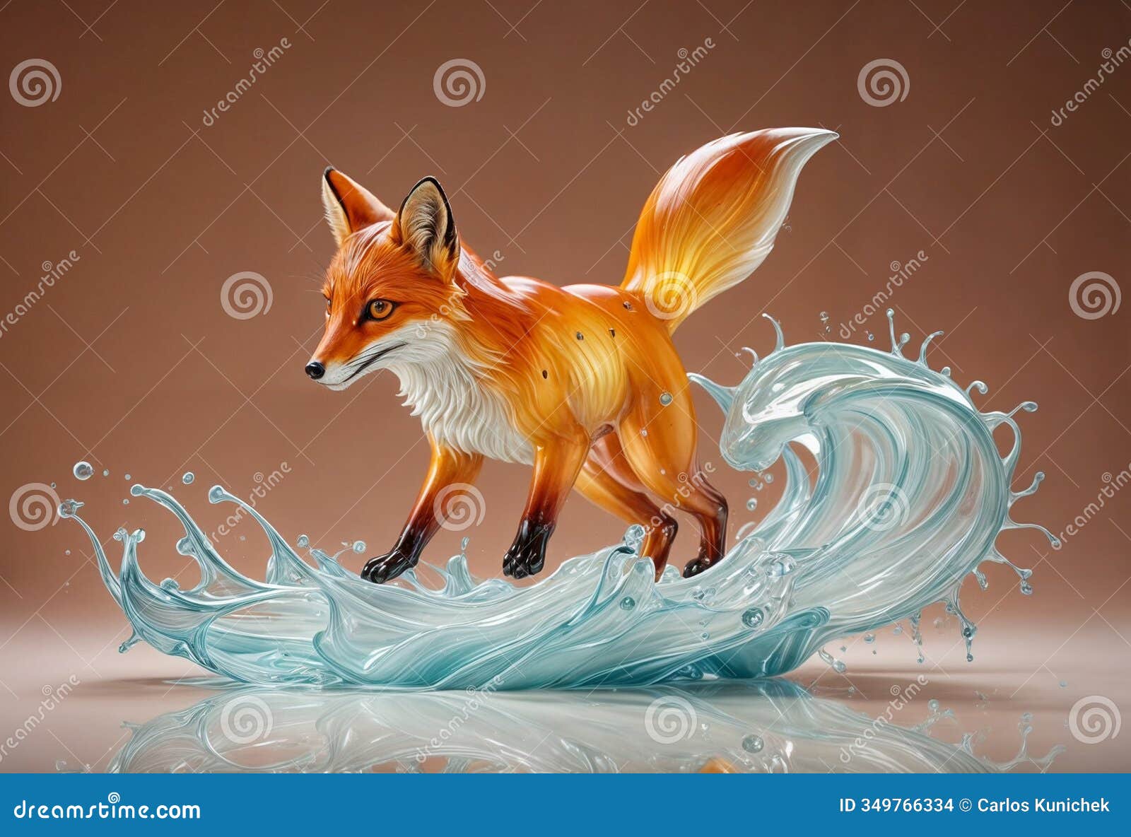 Sculptural Piece of a Running Fox Using Glassblowing Techniques ...