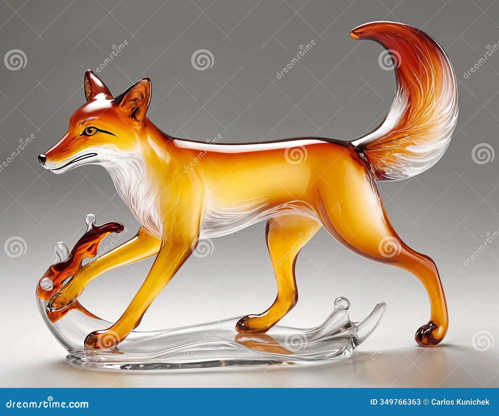 Sculptural Piece of a Running Fox Using Glassblowing Techniques ...