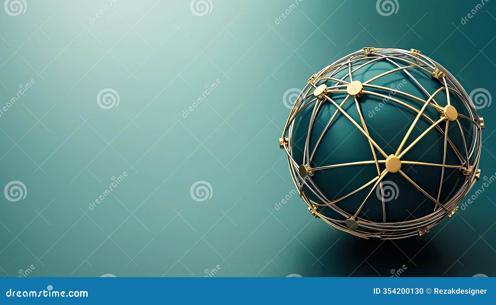 Sculptural Representation of Interconnected Network Elements on a Teal ...