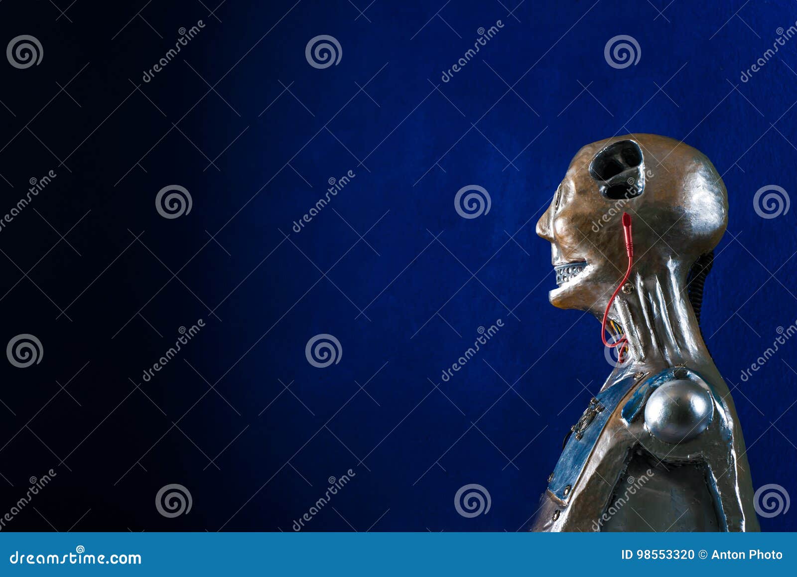 Sculpture of the Android Robot on a Dark Blue Background Stock Photo ...