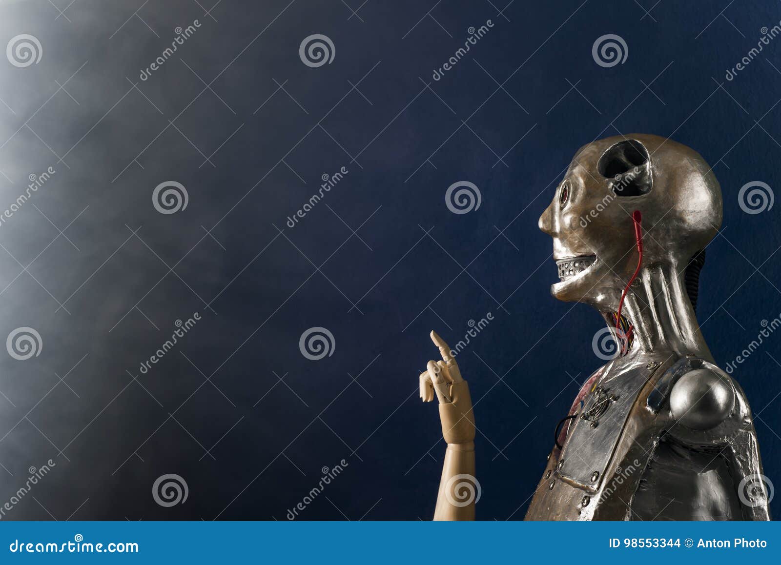 Sculpture of the Android Robot on a Dark Blue Background Stock Photo ...