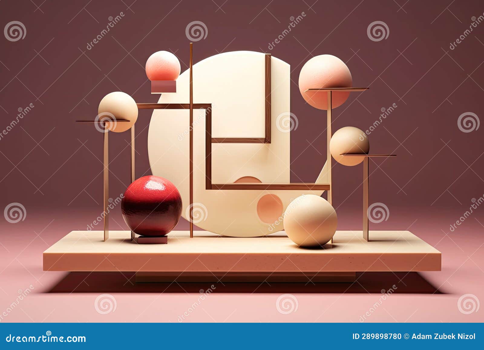 A Sculpture of Balls and Geometric Shapes Stock Illustration ...