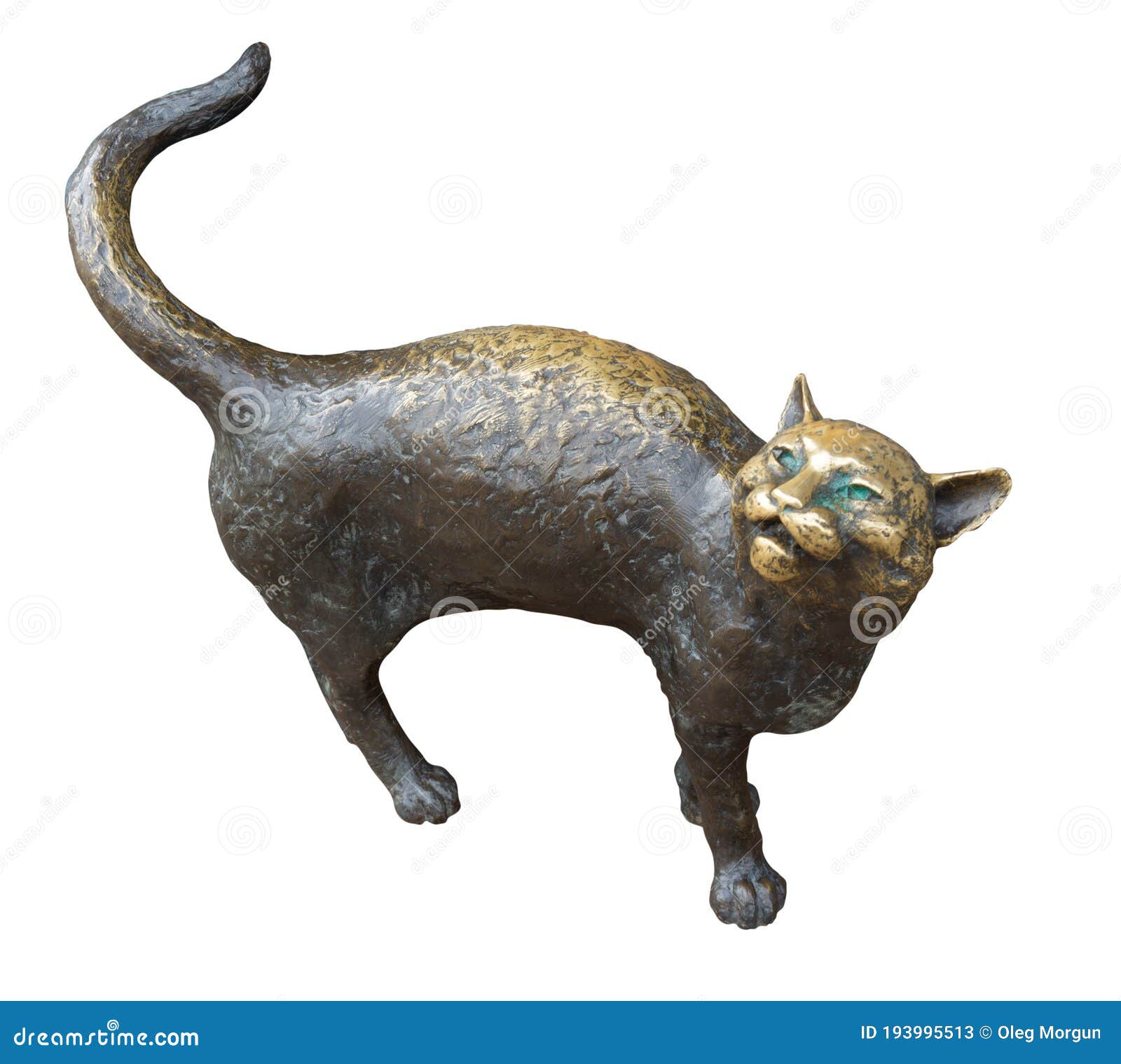 Sculpture Bronze Cat Close Up Isolated on White Background Stock Image ...