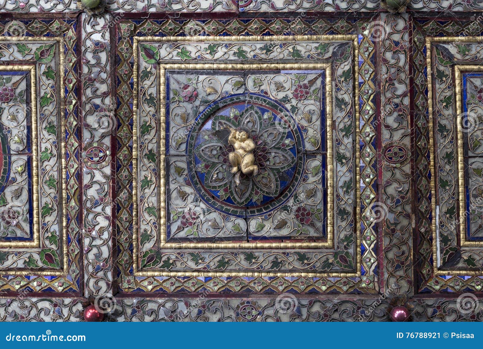 Sculpture on Buddhism Temple Ceiling Stock Image - Image of detail ...