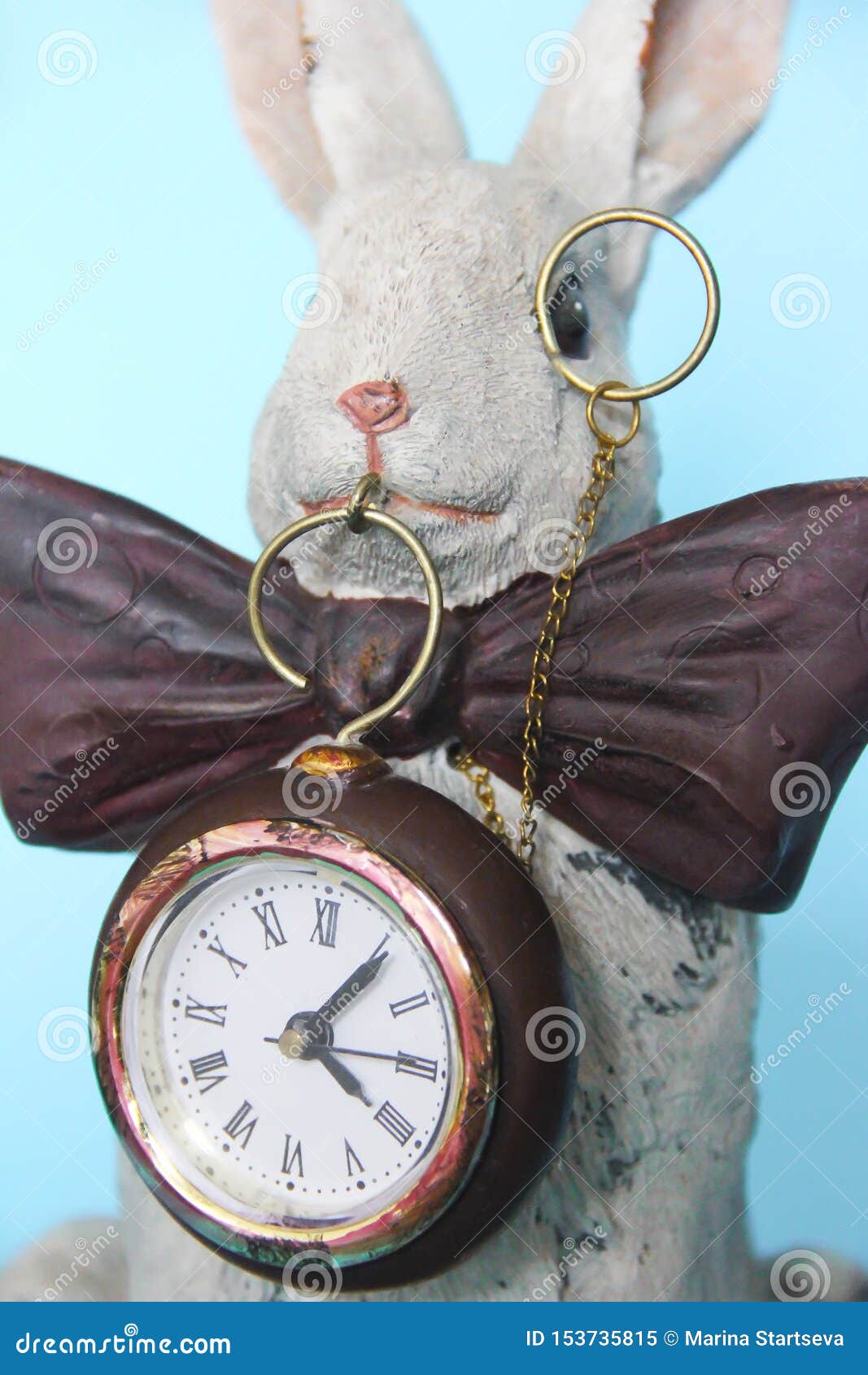 Sculpture Ceramic Gray Hare with a Clock for a Home Interior Stock ...